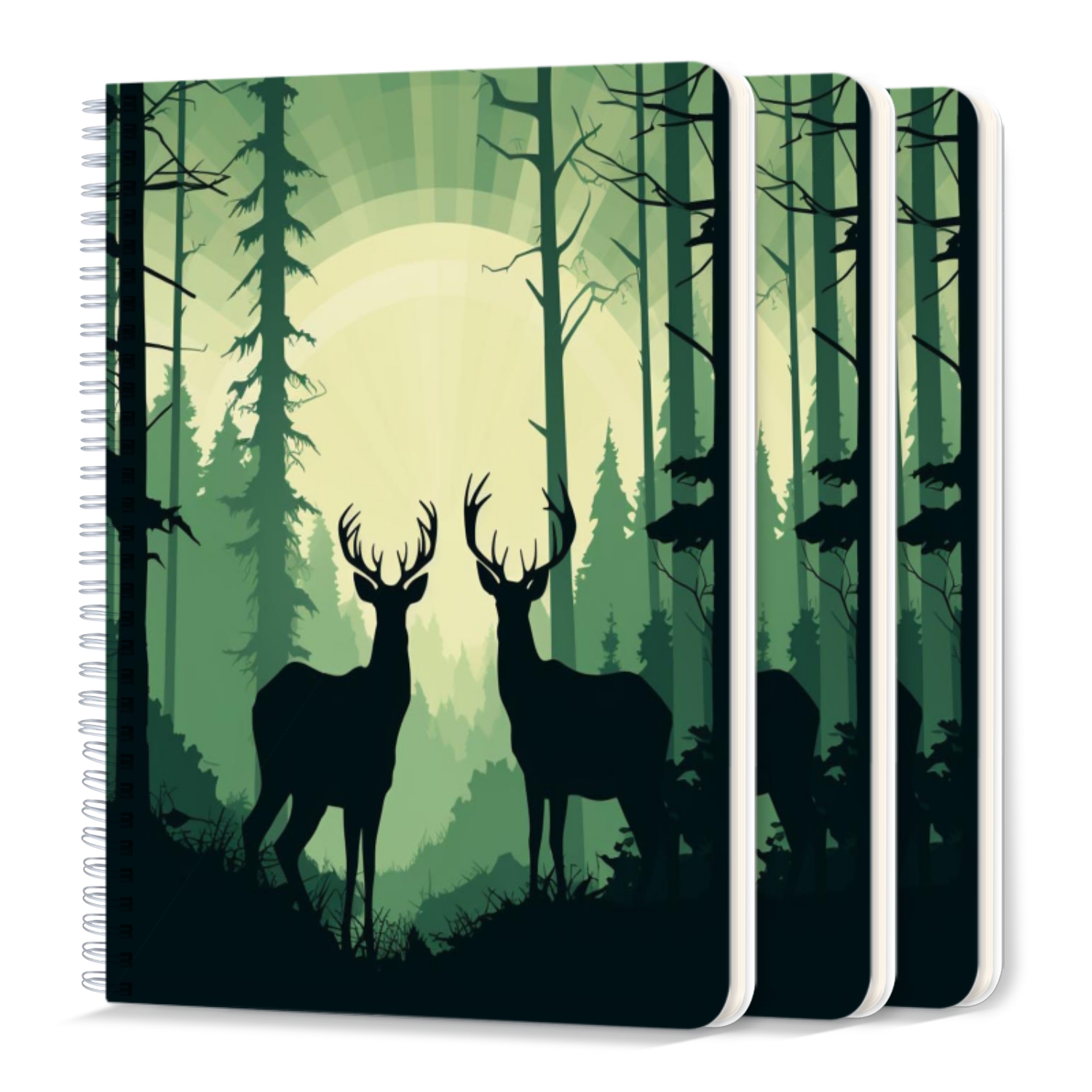 Spiral Notebook,College Ruled Journal,8.26" x 5.71" 50 Sheets/100 Pages,3 Pack - Deer in The ...