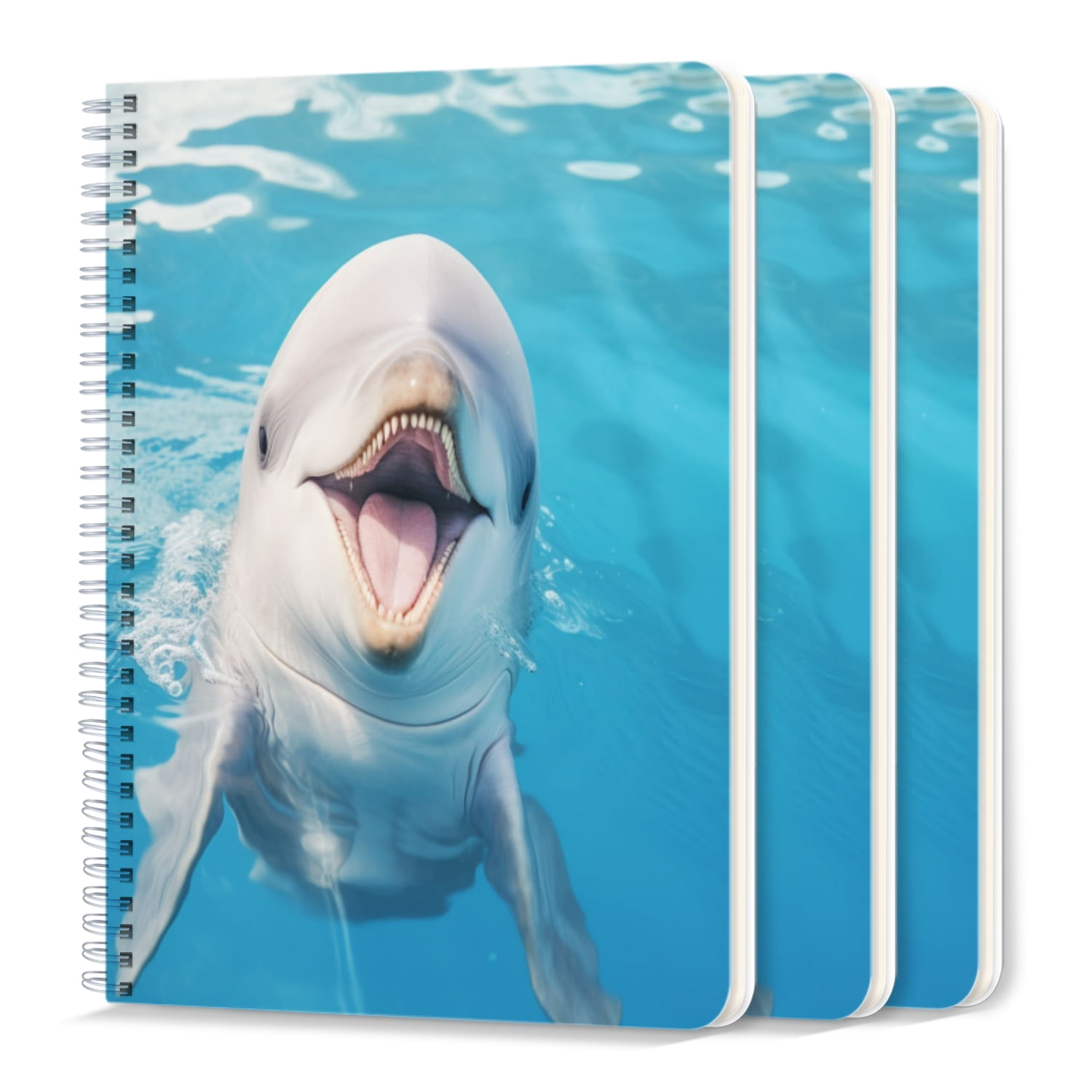 Spiral Notebook,College Ruled Journal,8.26" x 5.71" 50 Sheets/100 Pages,3 Pack - Happy Dolphin ...