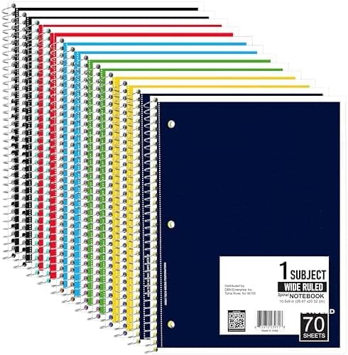 Spiral Notebook, College Ruled Notebooks, 70 Sheets, Single Subject ...
