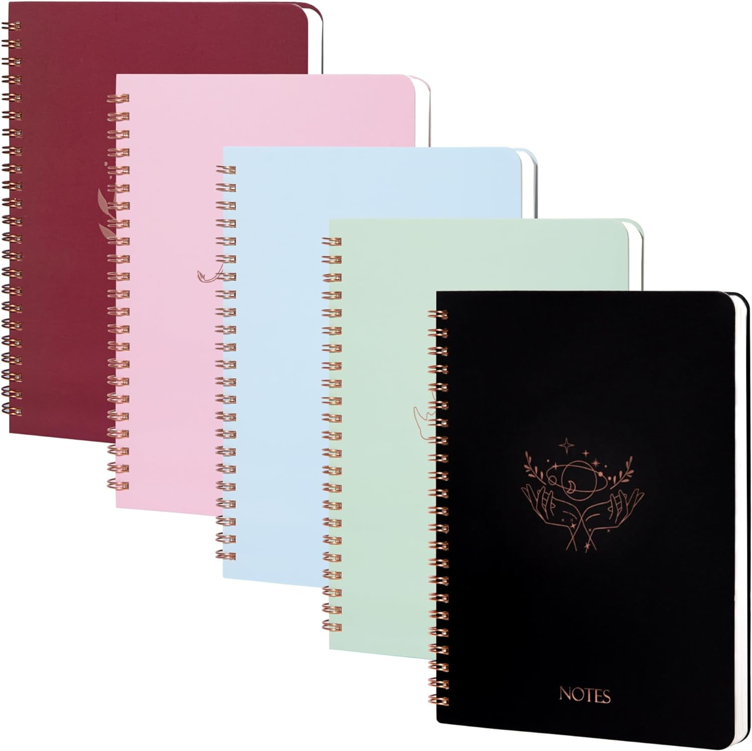 Spiral Notebook/Journal, 5 Pcs A5 Design Journals,Thick 100gsm Paper ...