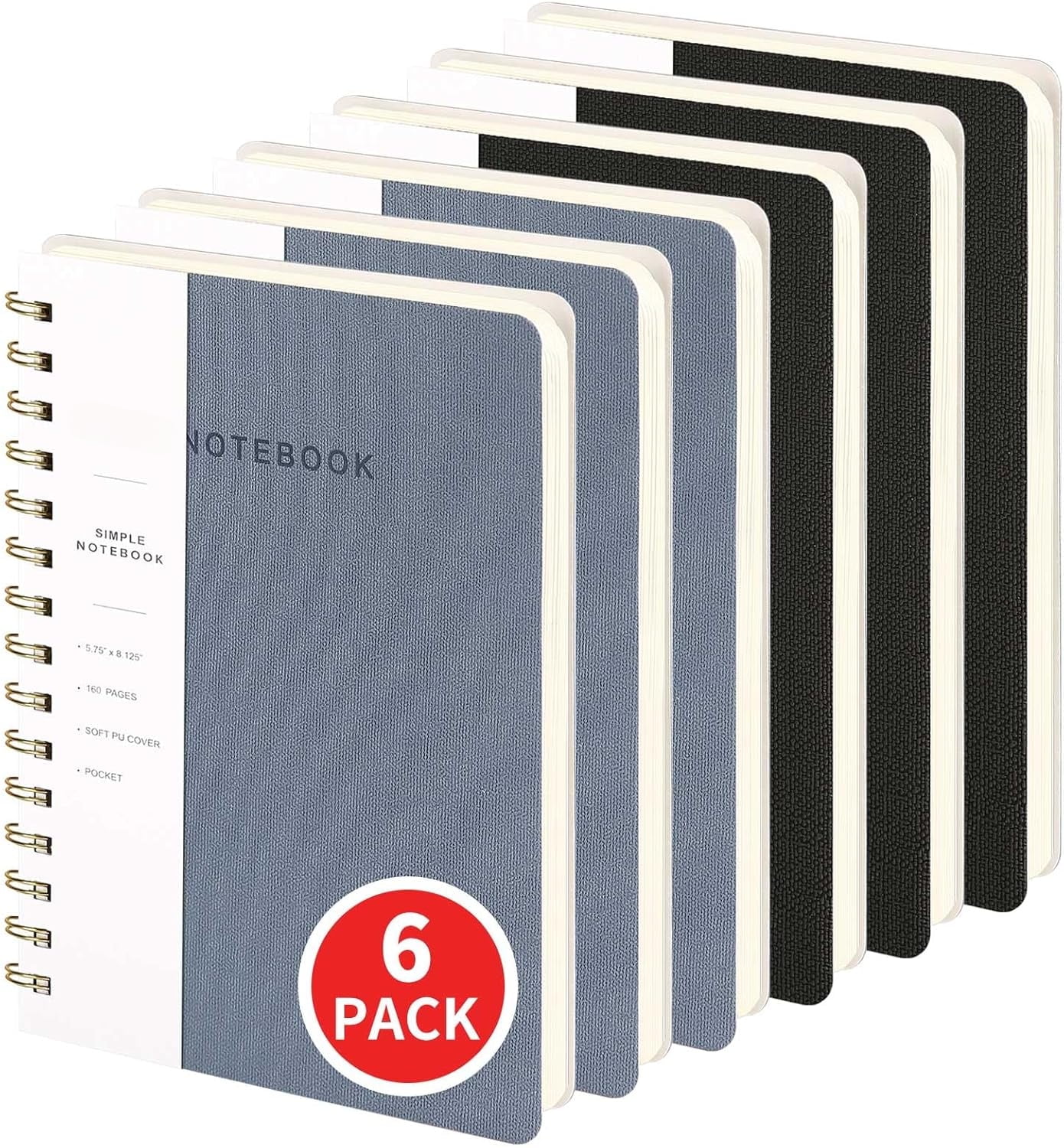 Spiral Notebook - Lined 160 Pages Journal with Back Pockets for College ...