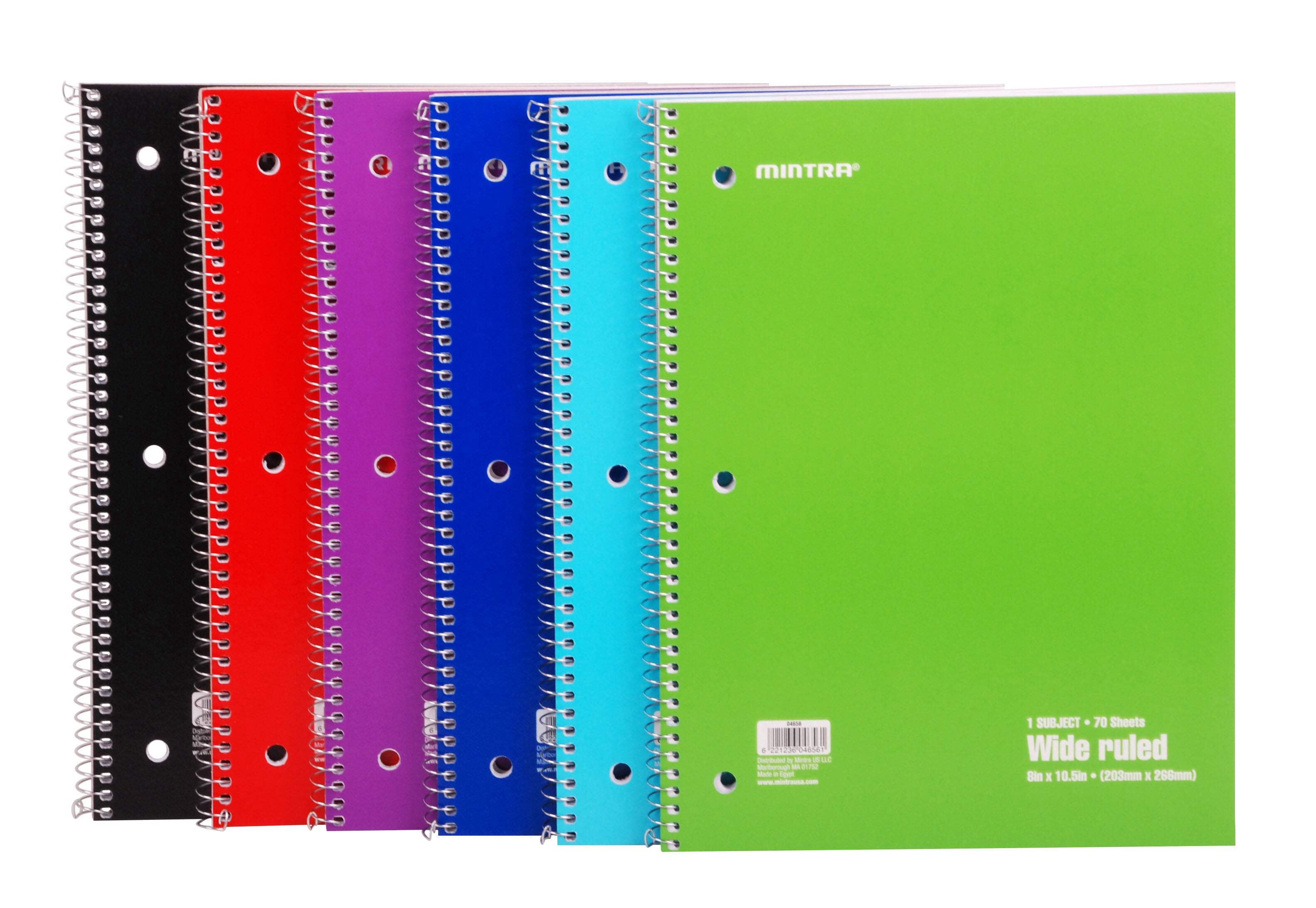 Mintra Office Spiral Notebook - Solid, 70 Sheets, 6 Pack, 3 Hole ...