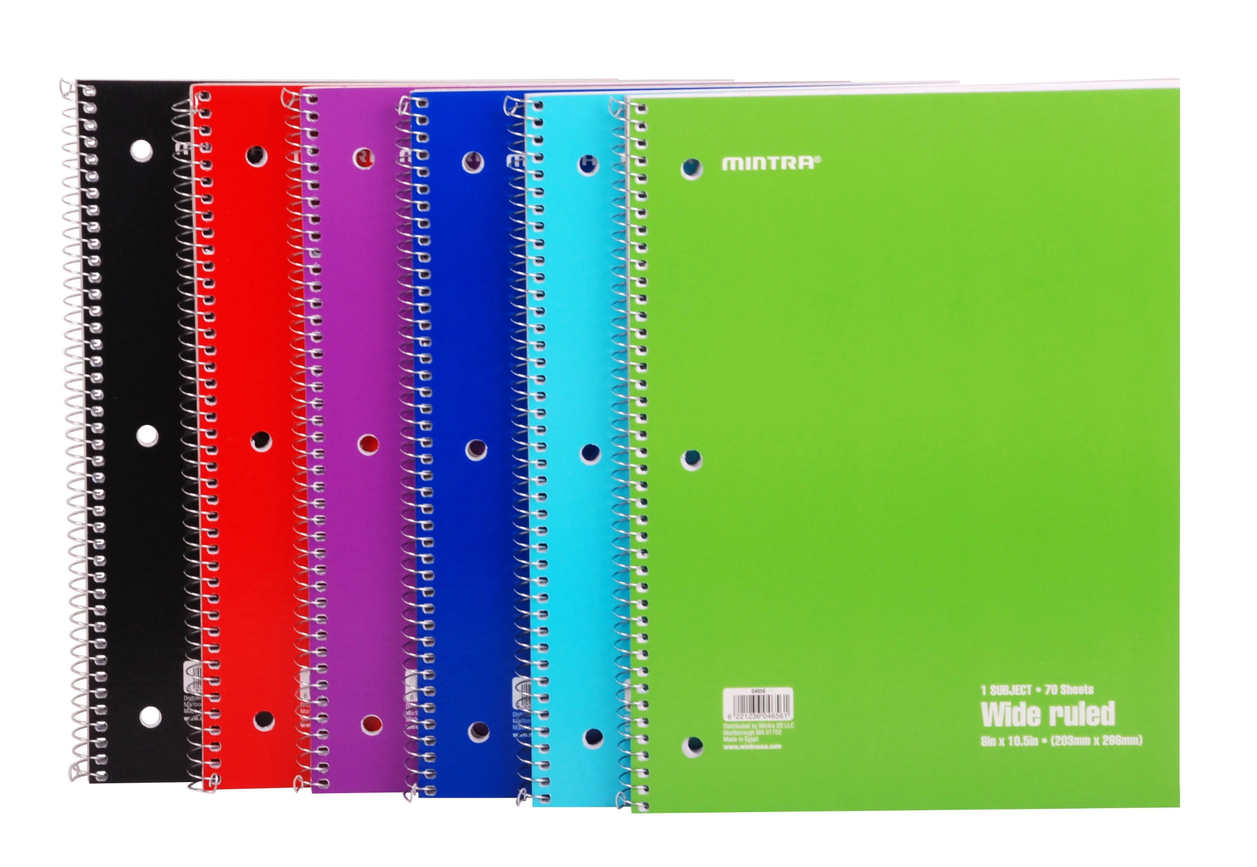 Mintra Office Spiral Notebook - Solid, 70 Sheets, 6 Pack, 3 Hole ...