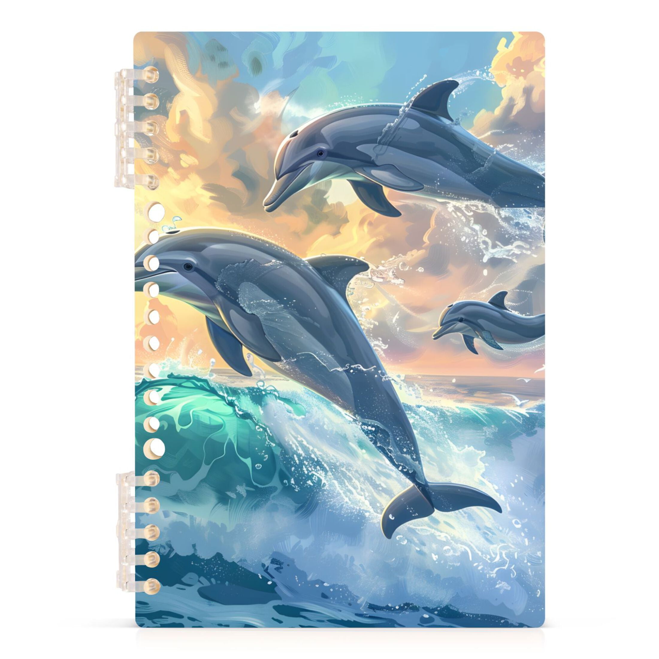 Spiral Notebooks Beautiful Dolphins Jumped over Waves 60 Sheets 120 ...