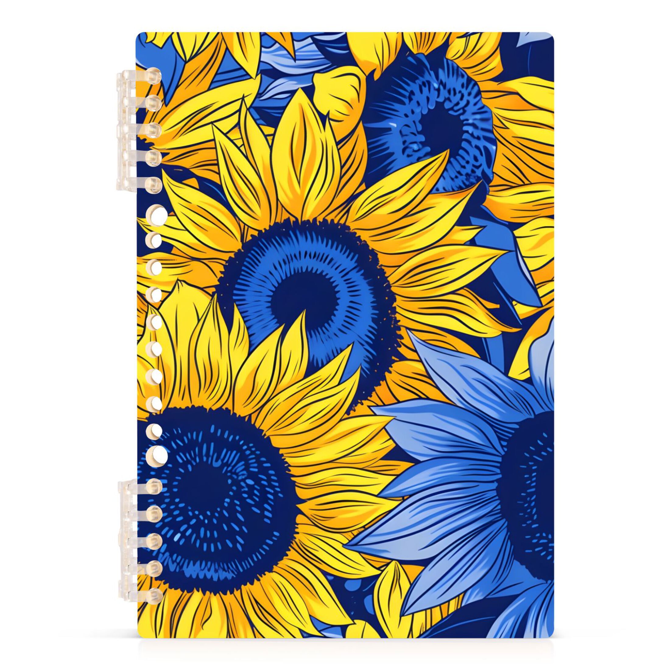Spiral Notebooks Blue Yellow Sunflowers 60 Sheets 120 Pages A5 Journal ...