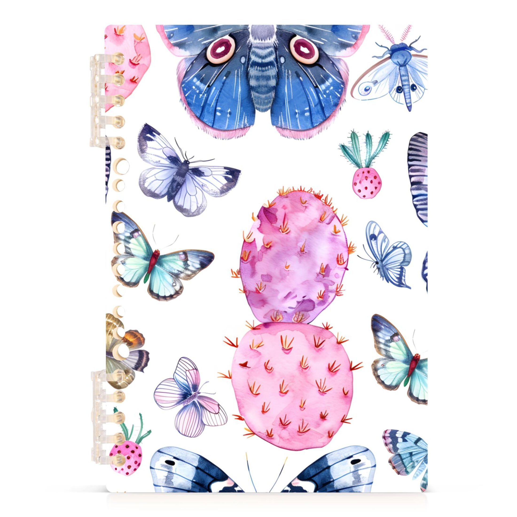 Spiral Notebooks Cactus and Cute Moths Butterflies 60 Sheets 120 Pages ...