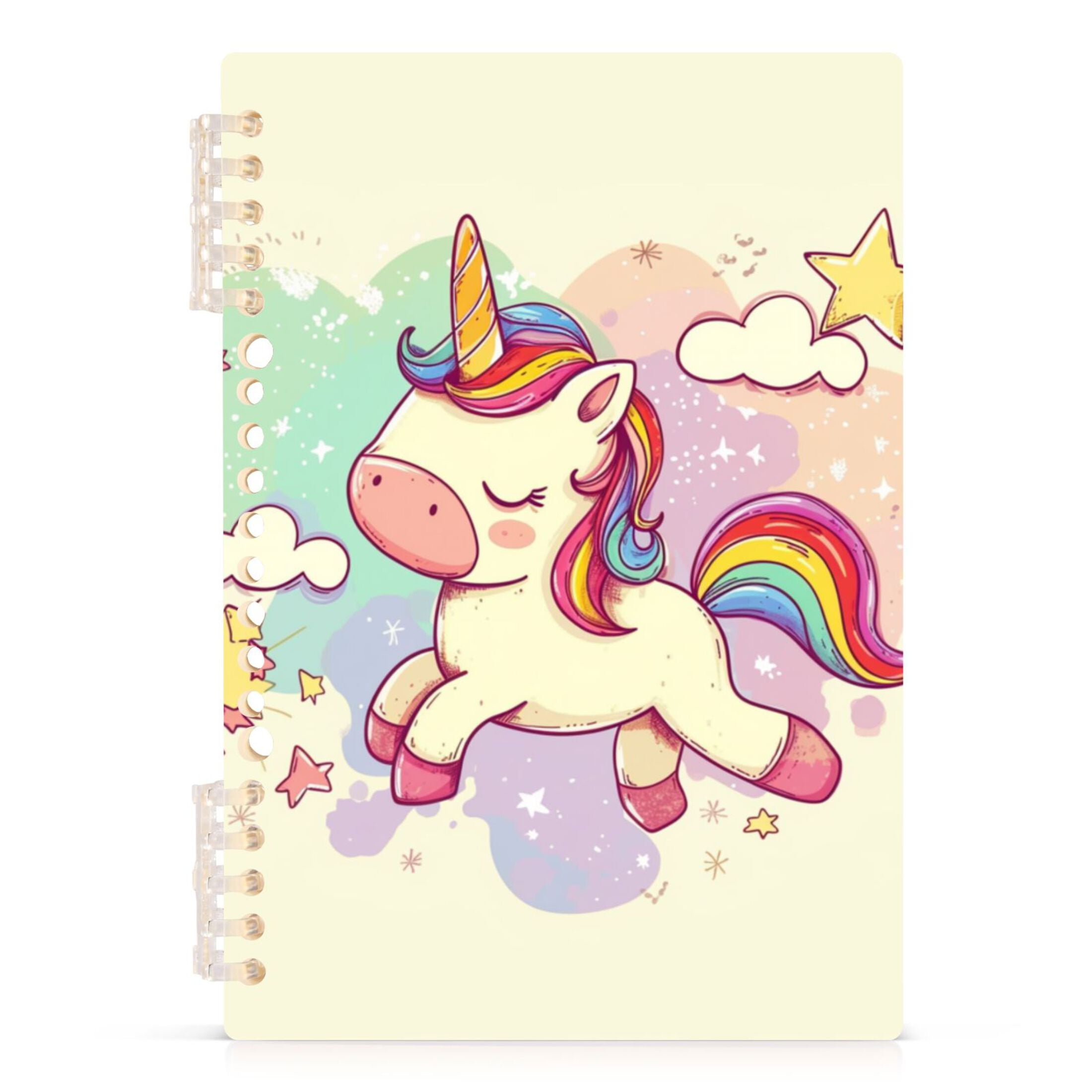 Spiral Notebooks Cartoon Baby Unicorn and Star 60 Sheets 120 Pages A5 ...