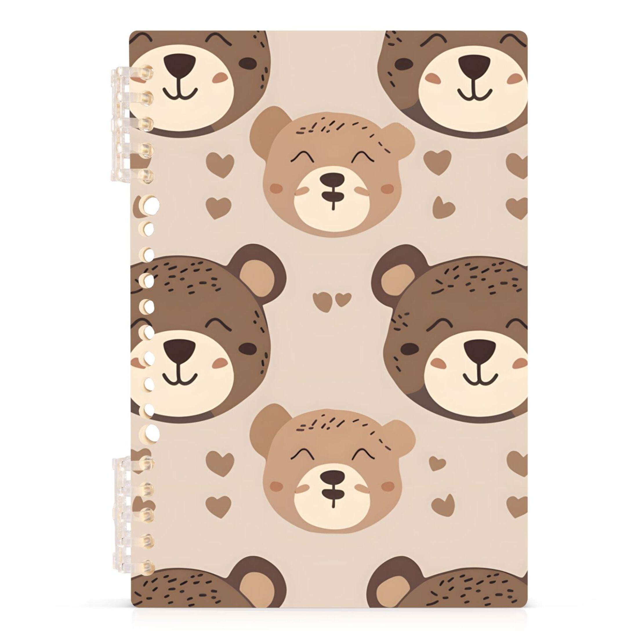 Spiral Notebooks Cartoon Bear Face and Heart 60 Sheets 120 Pages A5 ...