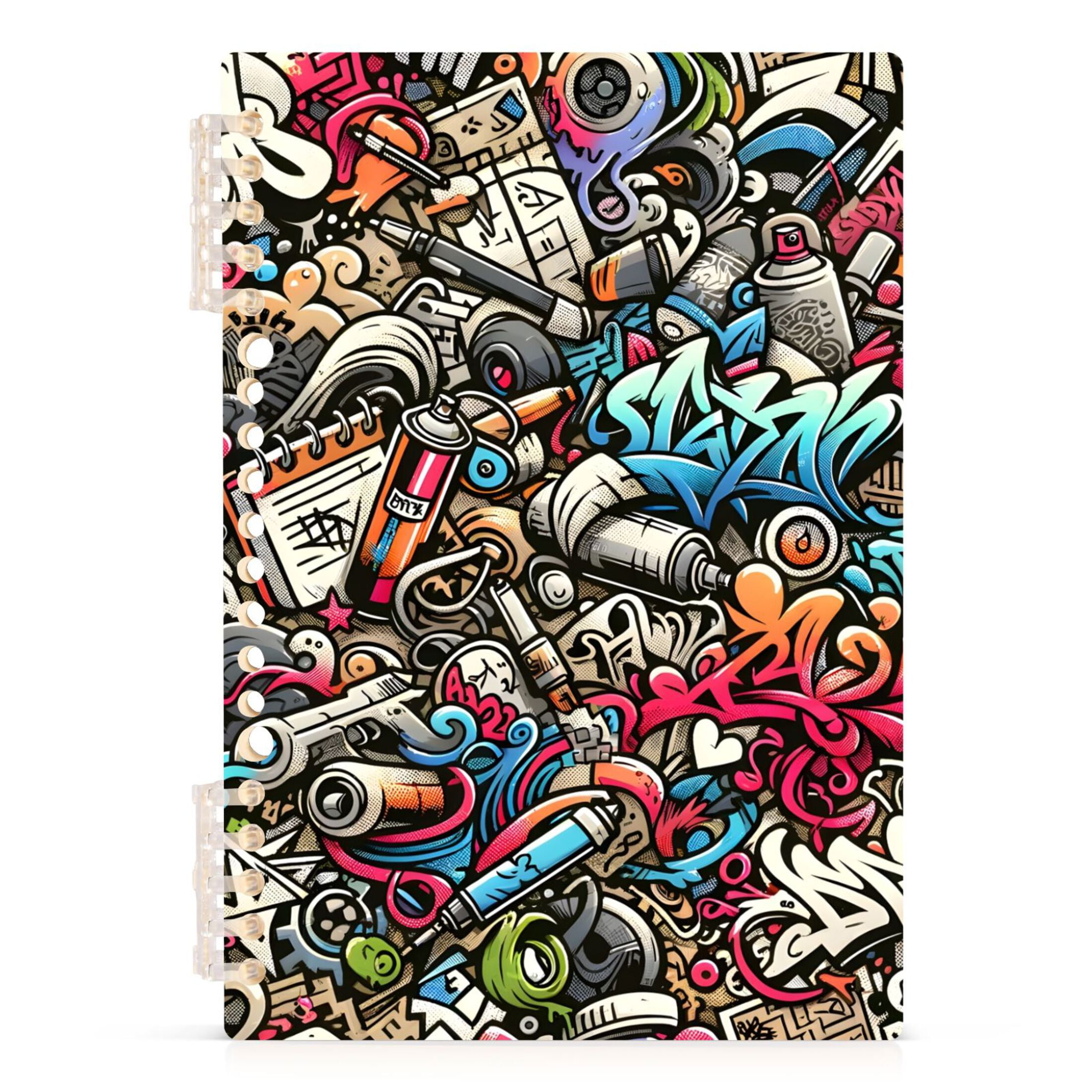 Spiral Notebooks Cartoon Graffiti Doodle 60 Sheets 120 Pages A5 Journal ...