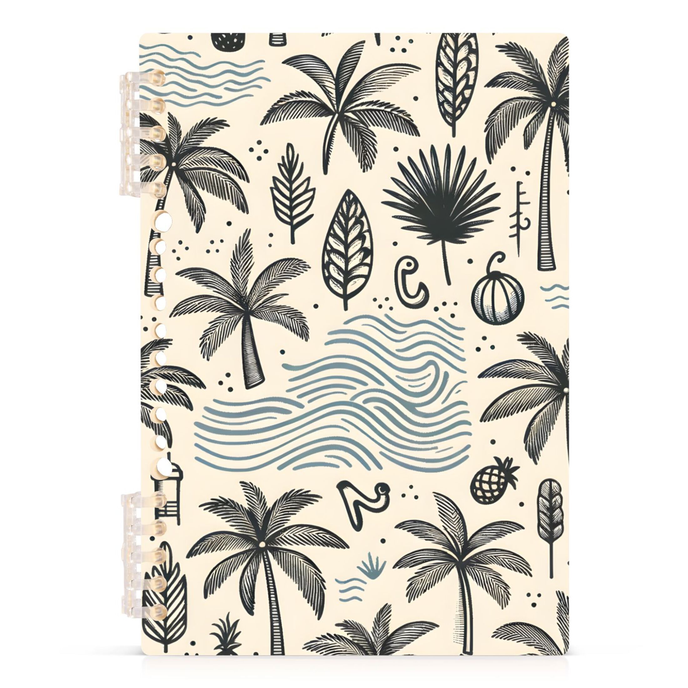 Spiral Notebooks Coconut Tree Wave Leaf 60 Sheets 120 Pages A5 Journal ...