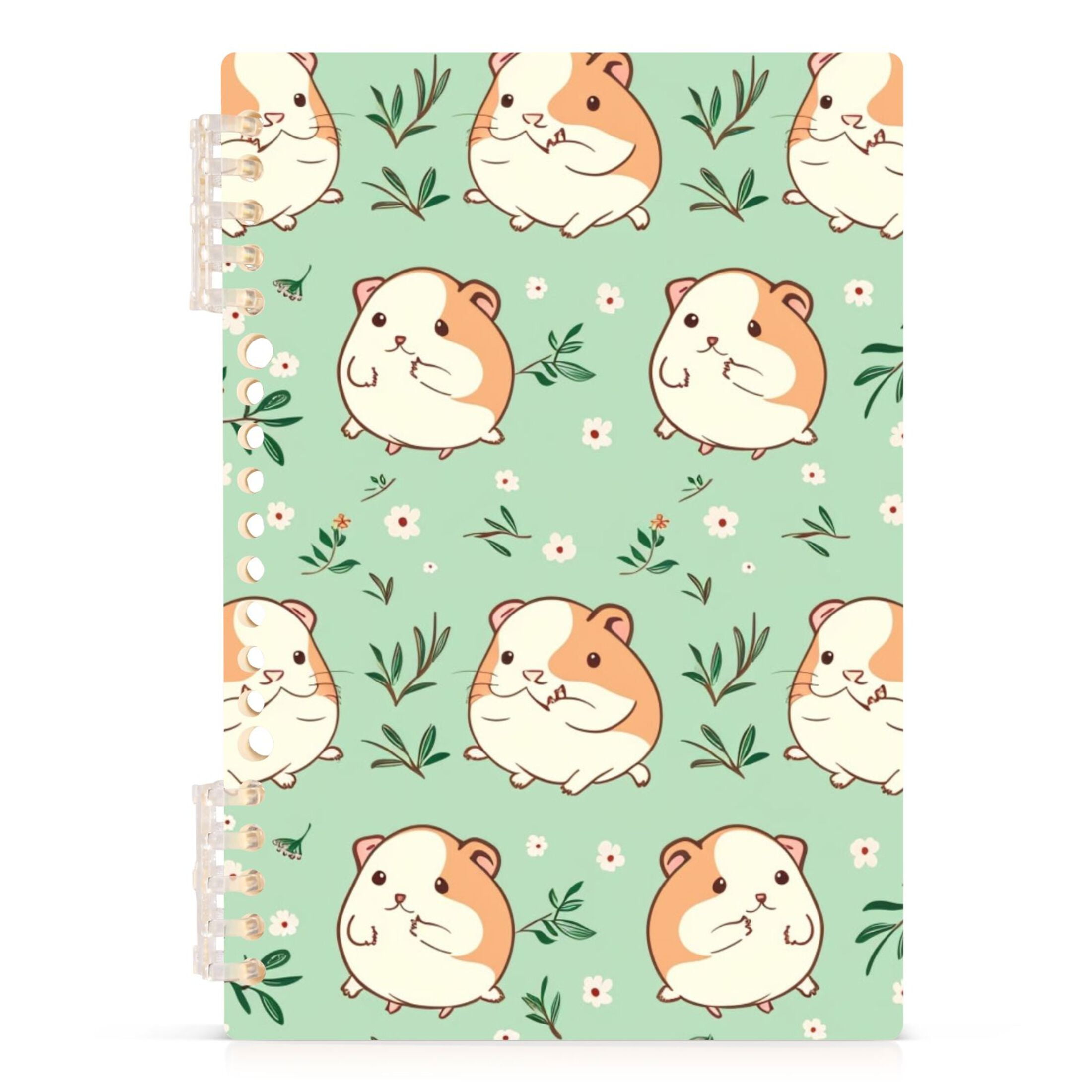 Spiral Notebooks Cute Hamster and Leaf 60 Sheets 120 Pages A5 Journal ...