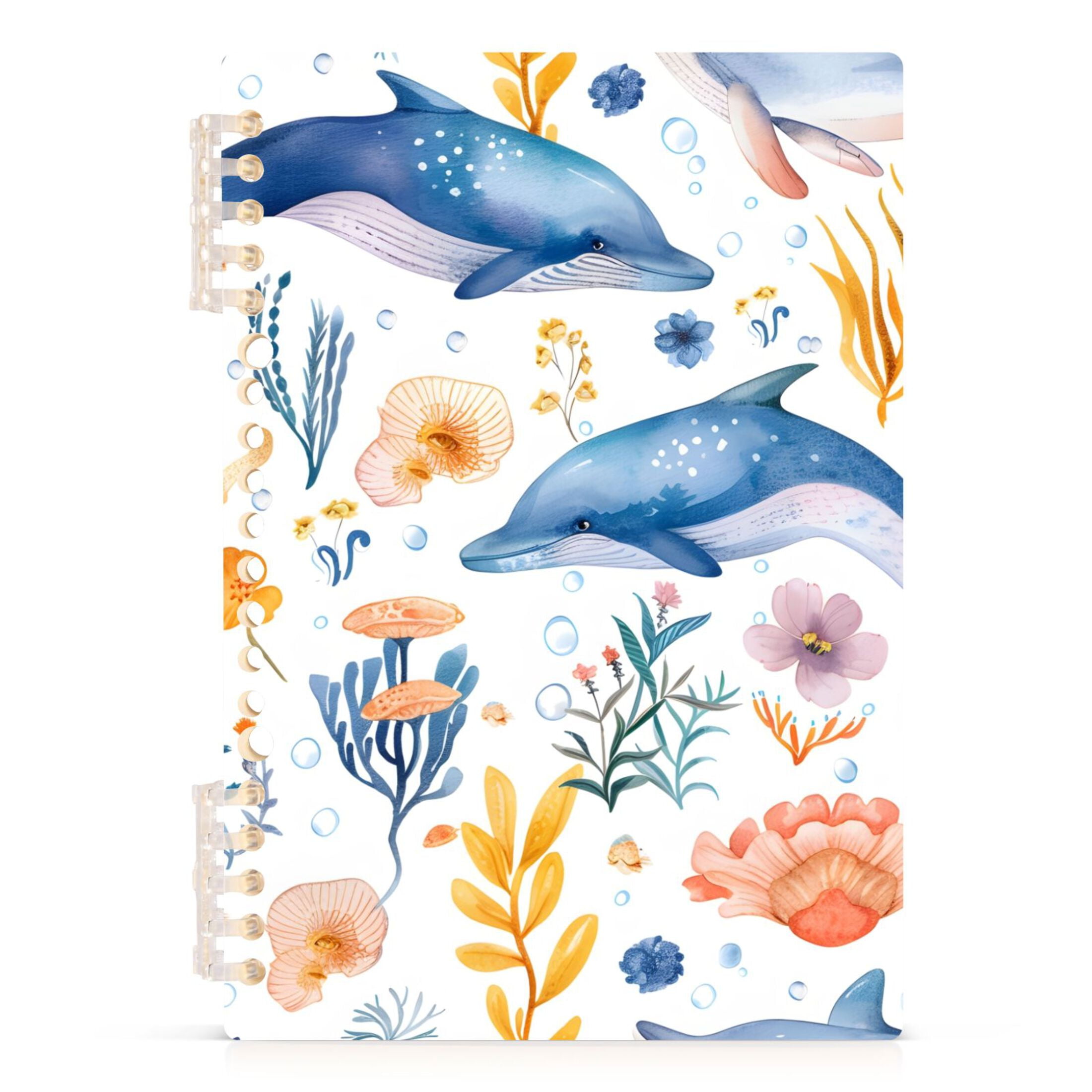 Spiral Notebooks Dolphins and Flowers 60 Sheets 120 Pages A5 Journal ...