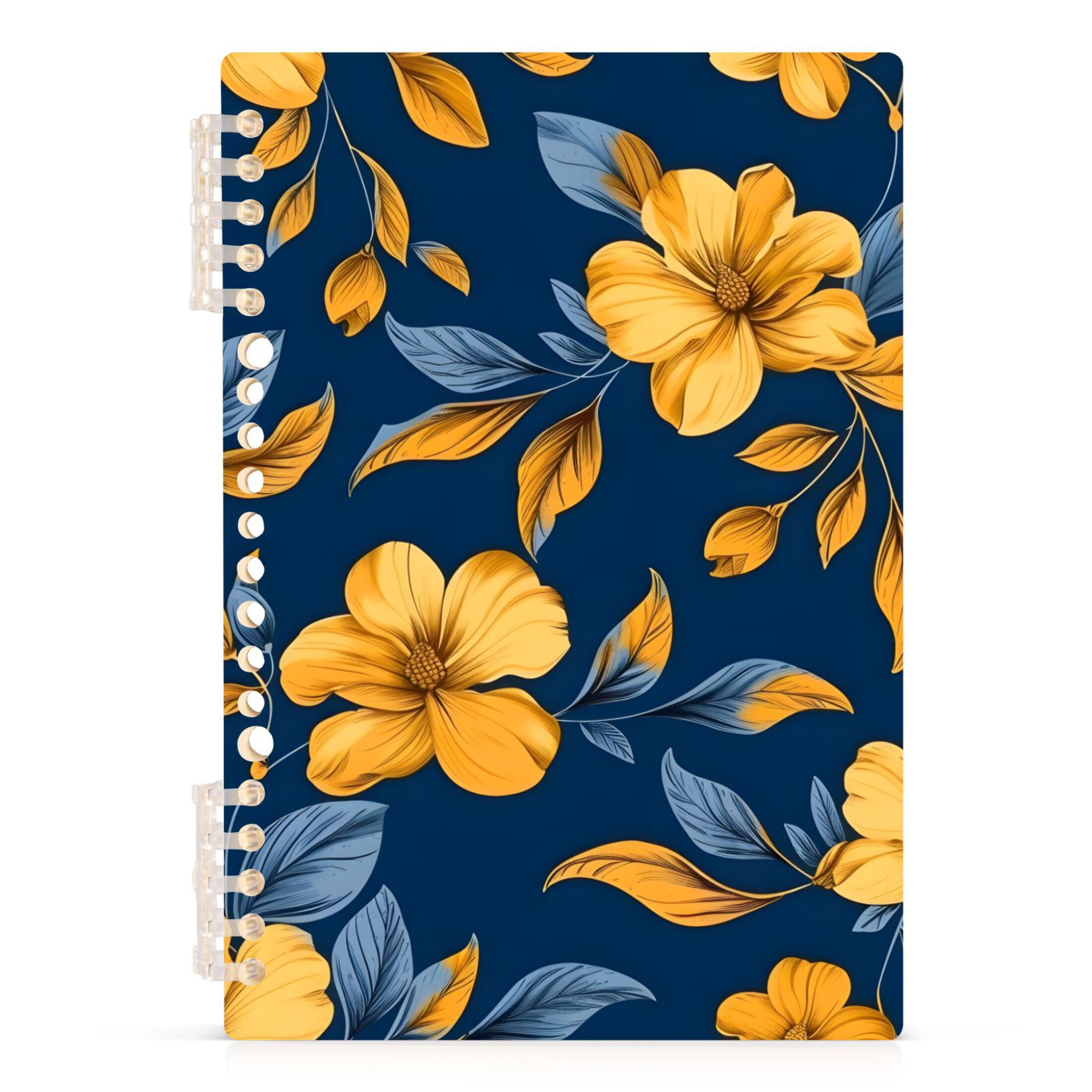 Spiral Notebooks Flower Floral Pattern and Leaf 60 Sheets 120 Pages A5 ...