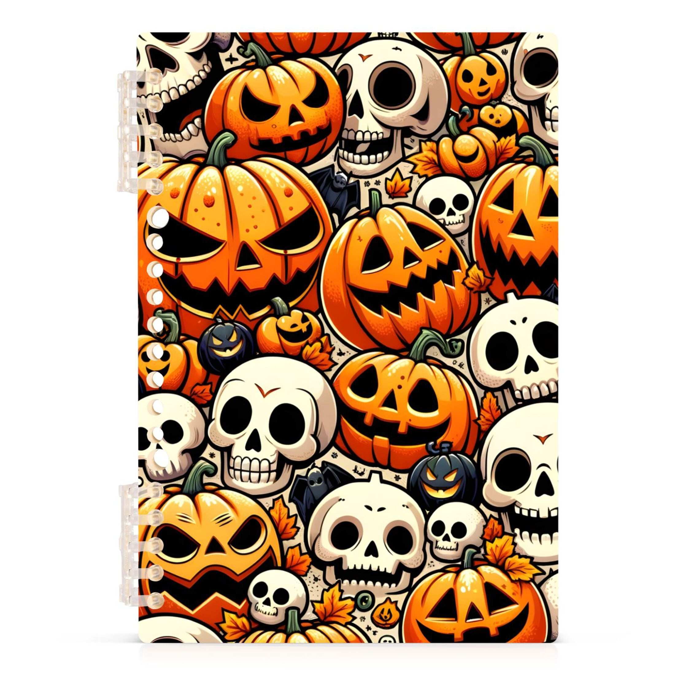 Spiral Notebooks Halloween Cartoon Pumpkins Skulls 60 Sheets 120 Pages ...