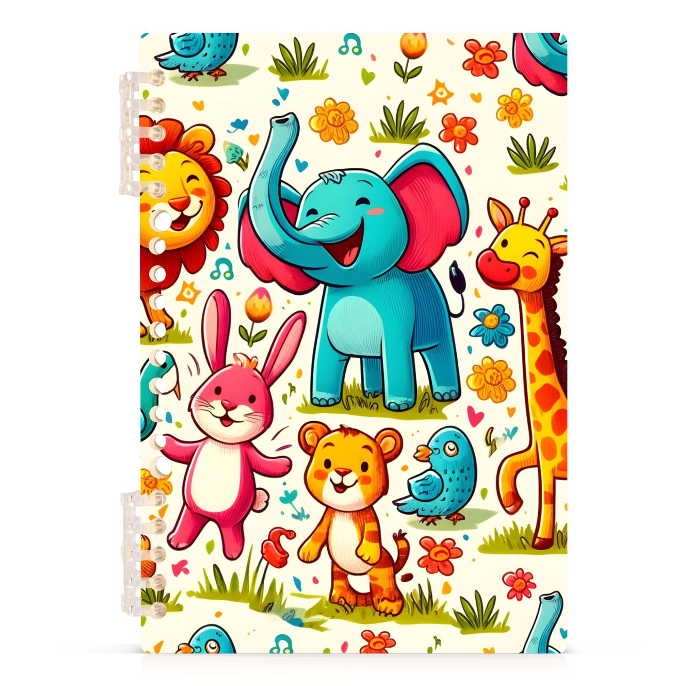 Spiral Notebooks Happy Colorful Animal 60 Sheets 120 Pages A5 Journal ...