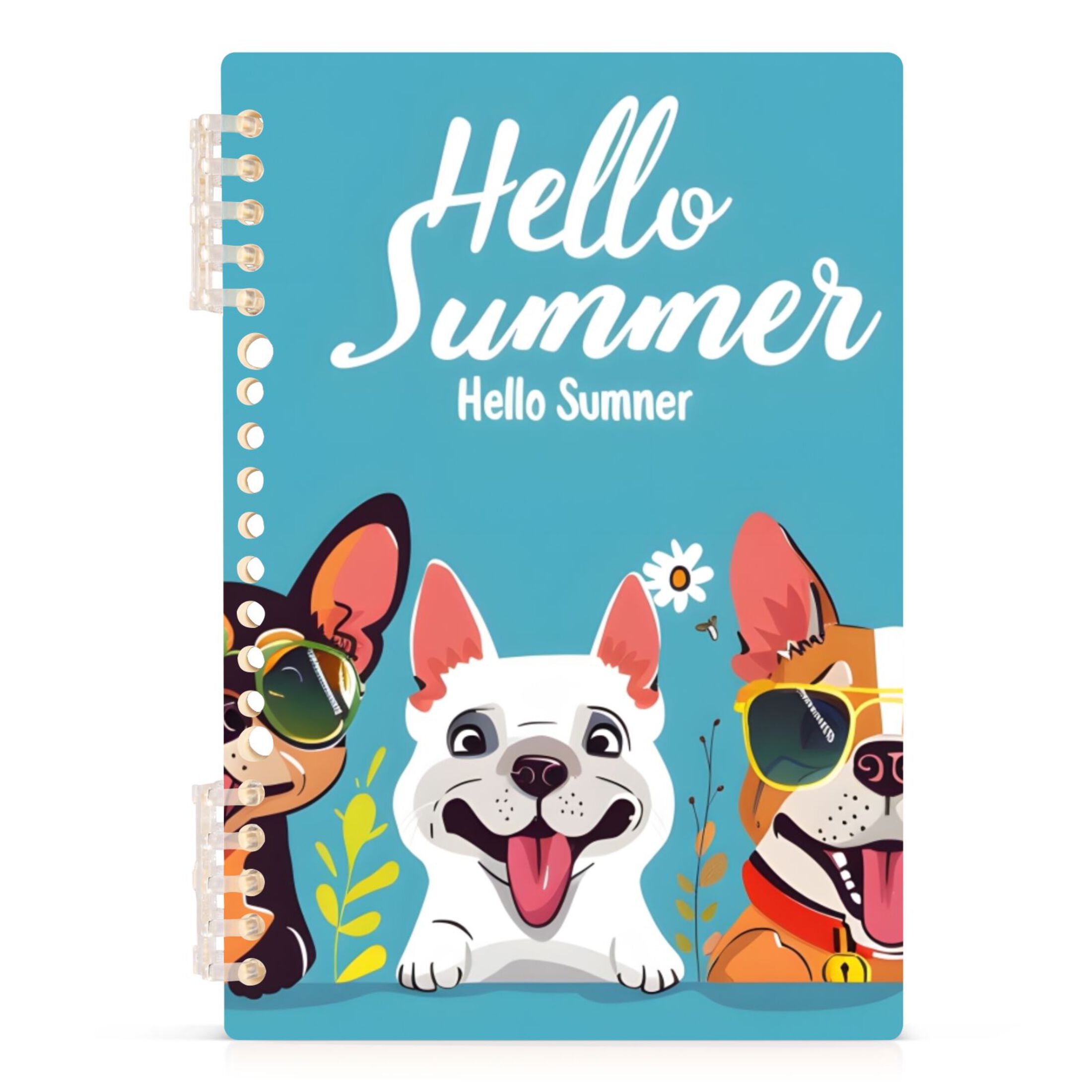 Spiral Notebooks Hello Summer Cute Dog 60 Sheets 120 Pages A5 Journal ...