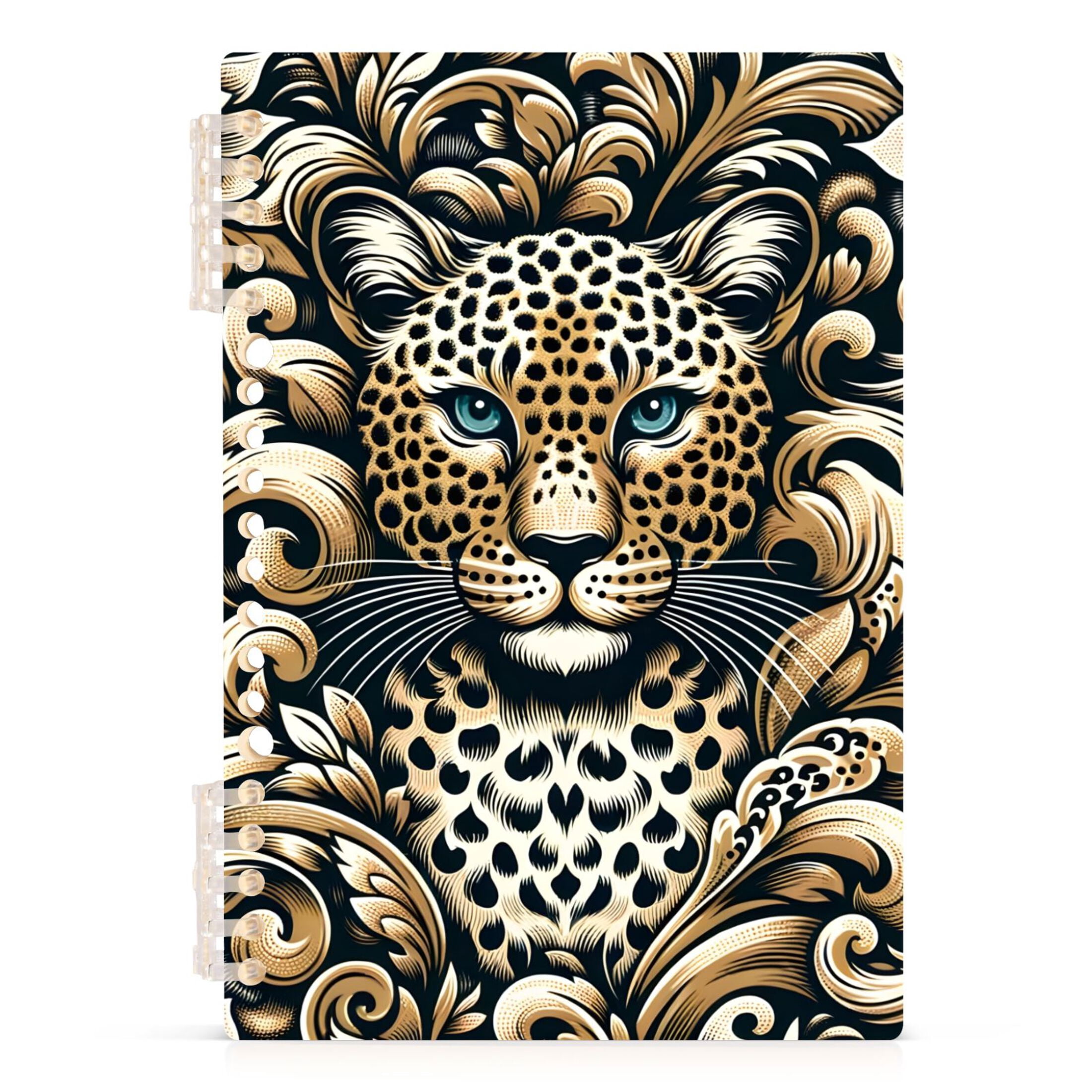 Spiral Notebooks Luxury Leopard in Leaves 60 Sheets 120 Pages A5 ...