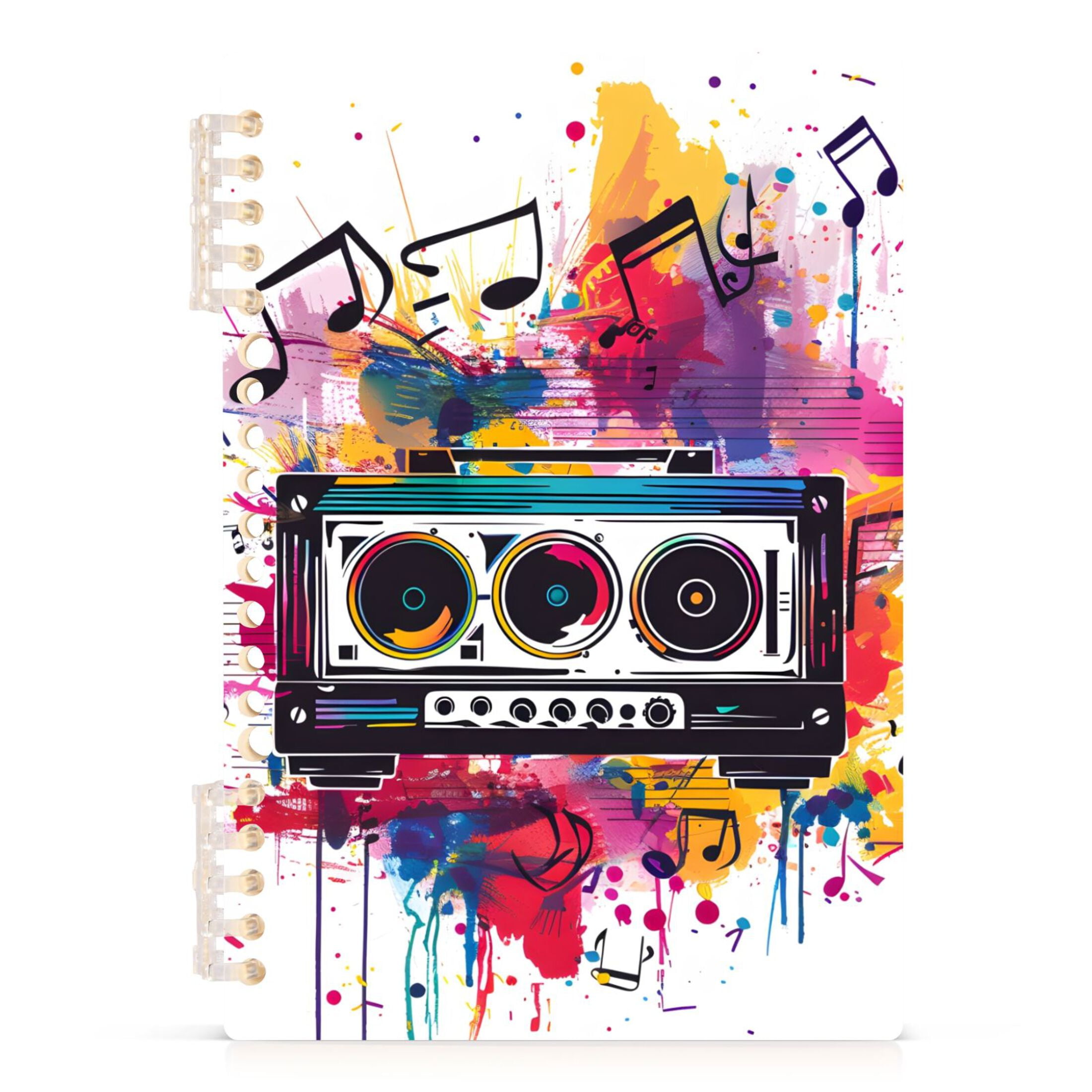 Spiral Notebooks Musical Notes and Sound 60 Sheets 120 Pages A5 Journal ...