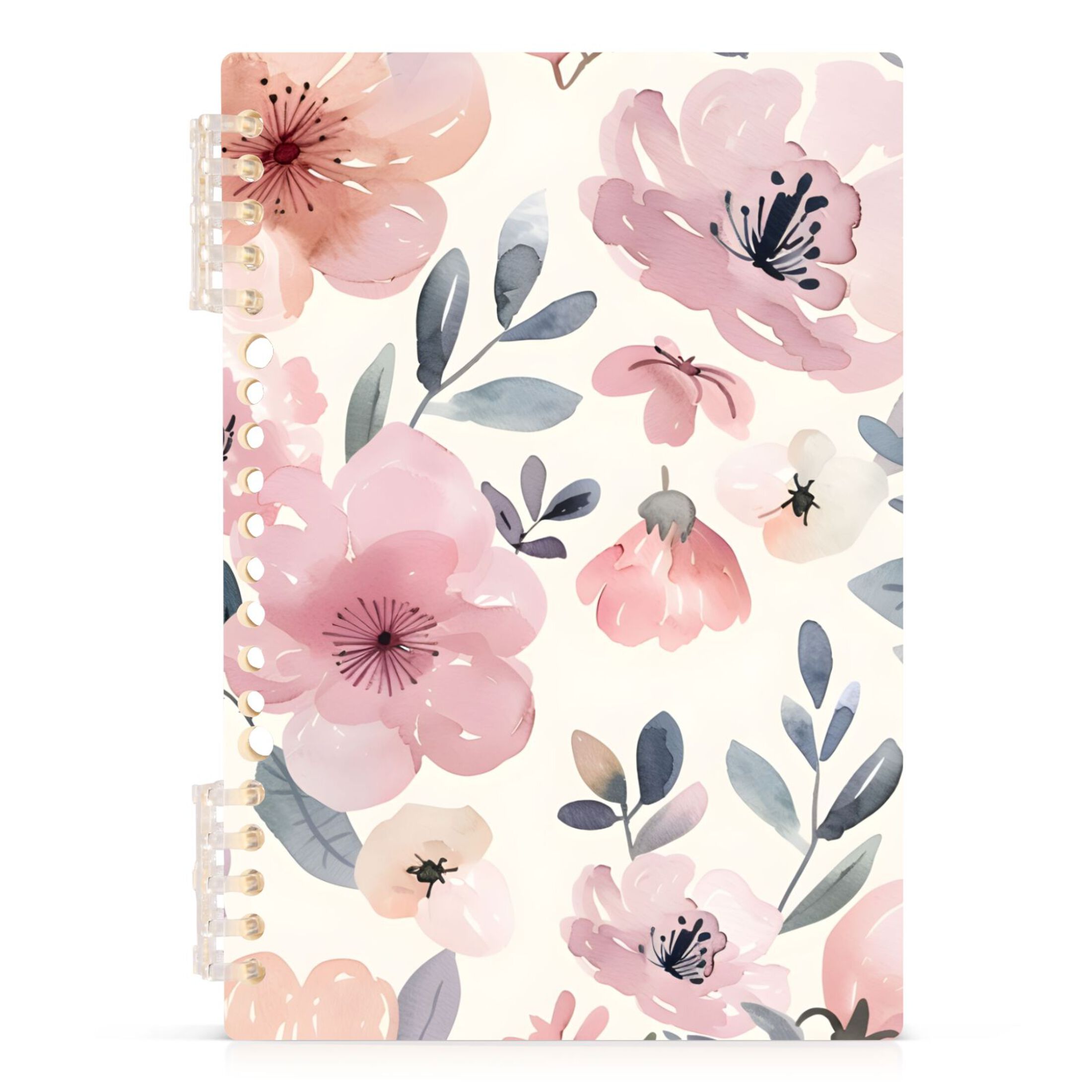 Spiral Notebooks Pale Watercolor Flower 60 Sheets 120 Pages A5 Journal ...