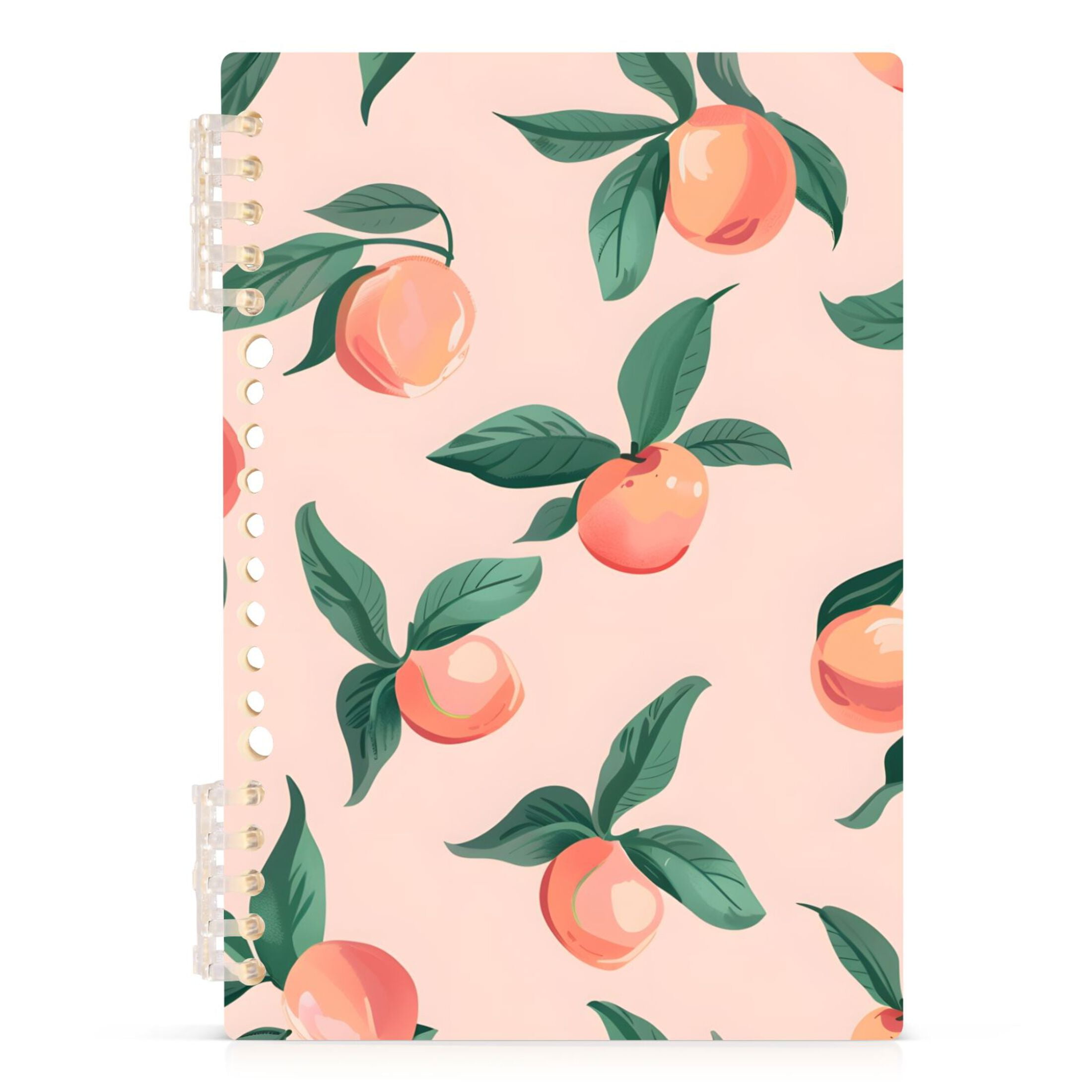 Spiral Notebooks Peach and Leaf 60 Sheets 120 Pages A5 Journal Notepad ...
