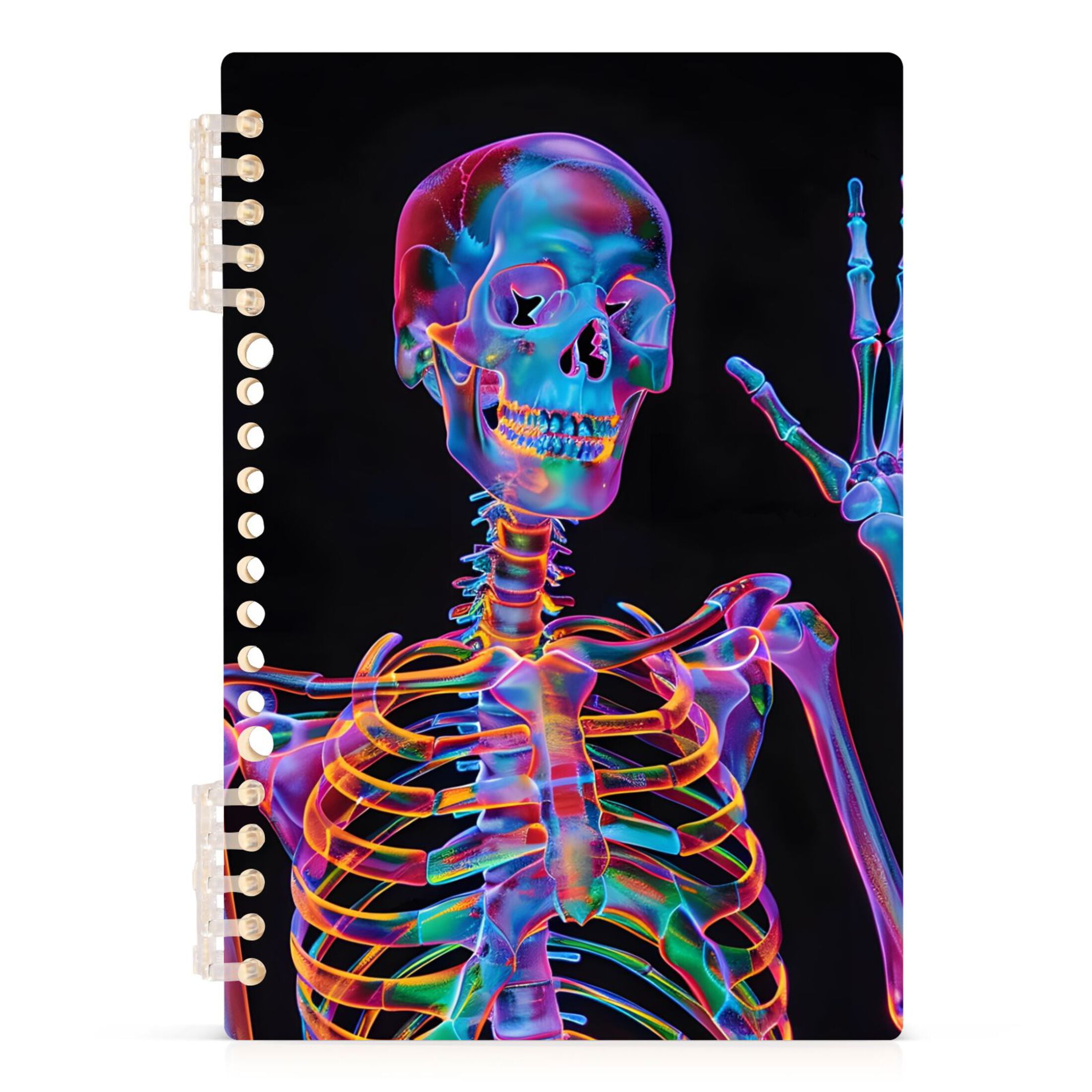 Spiral Notebooks Rainbow Skull Skeleton 60 Sheets 120 Pages A5 Journal ...