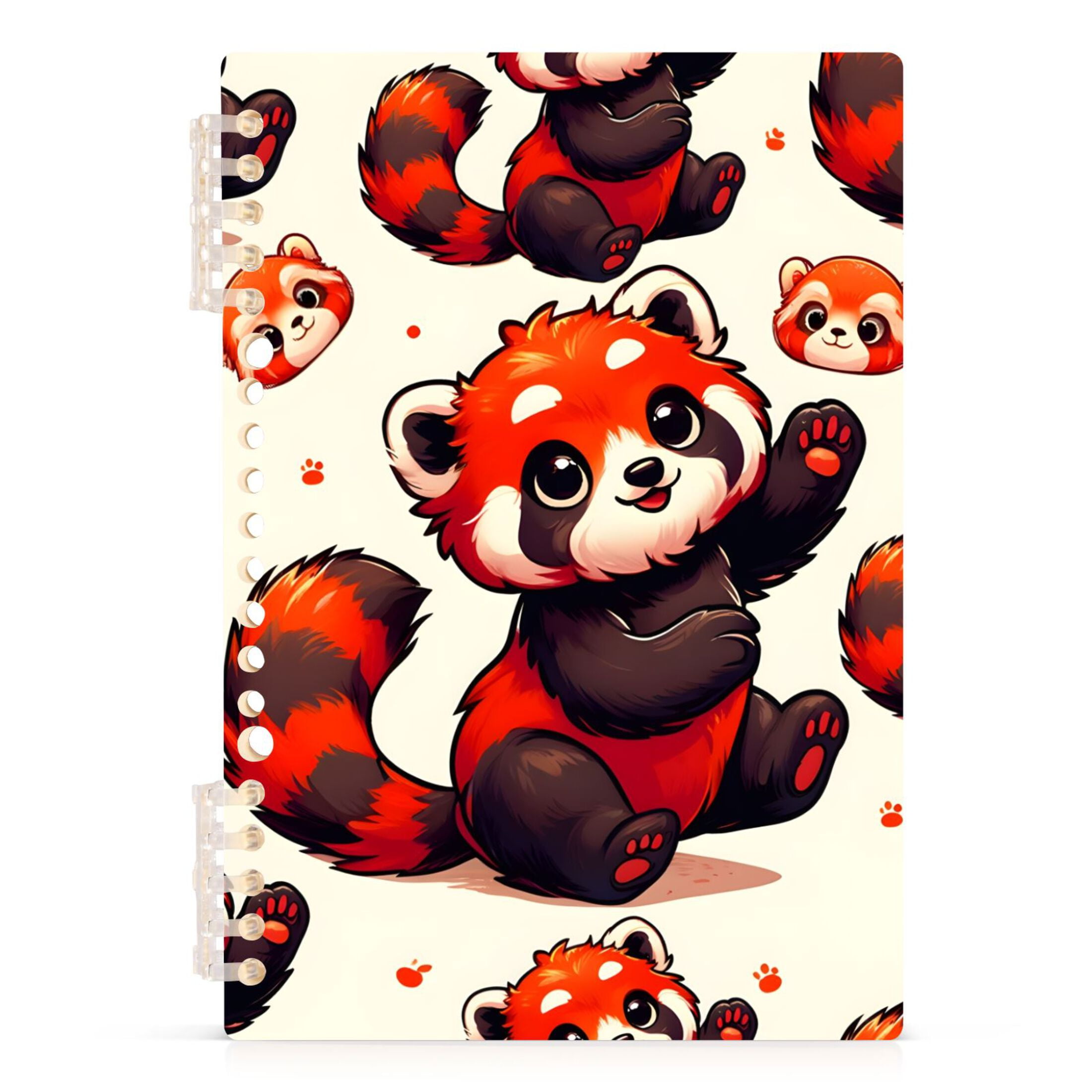 Spiral Notebooks Red Raccoon and Face 60 Sheets 120 Pages A5 Journal ...