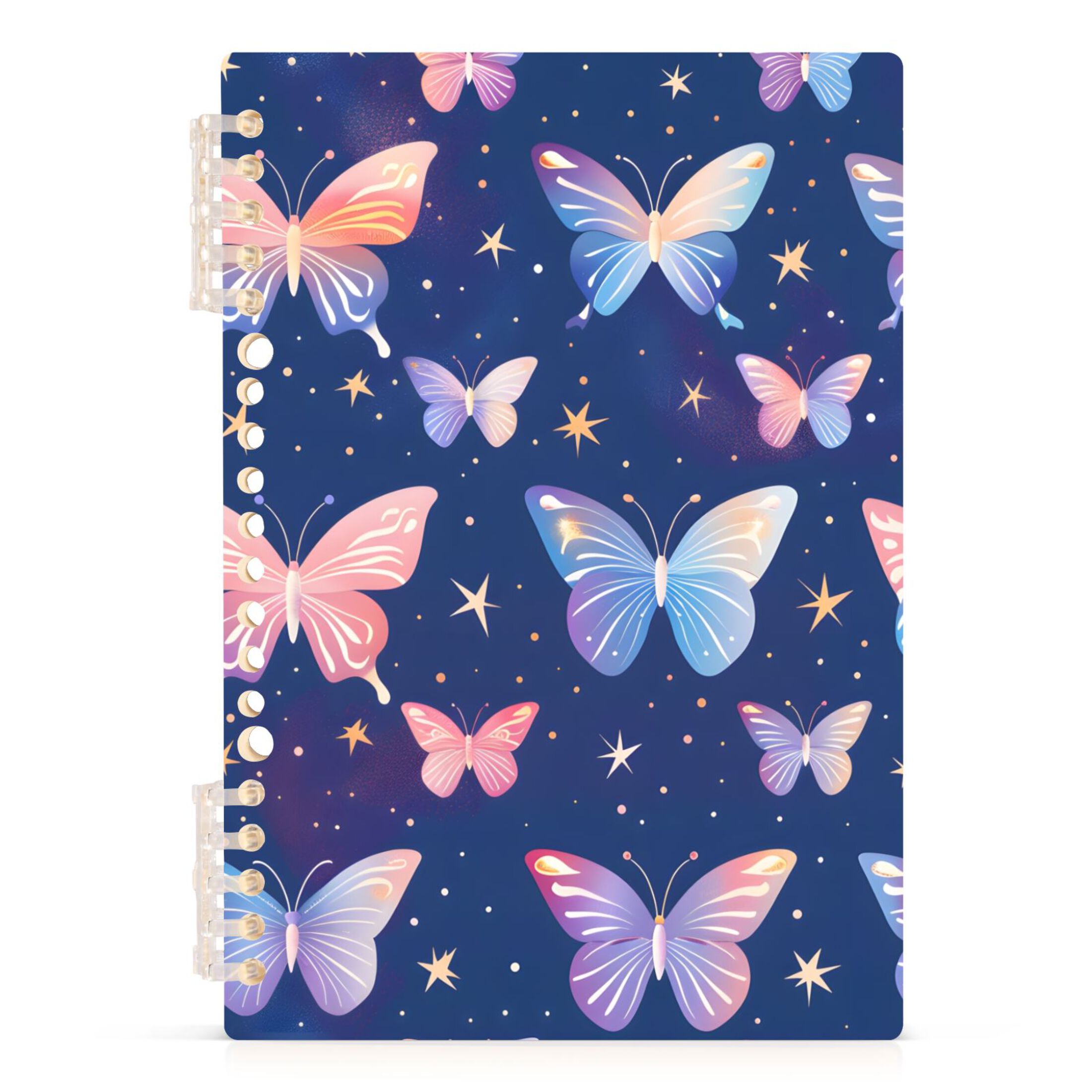 Spiral Notebooks Shining Butterflies and Star 60 Sheets 120 Pages A5 ...