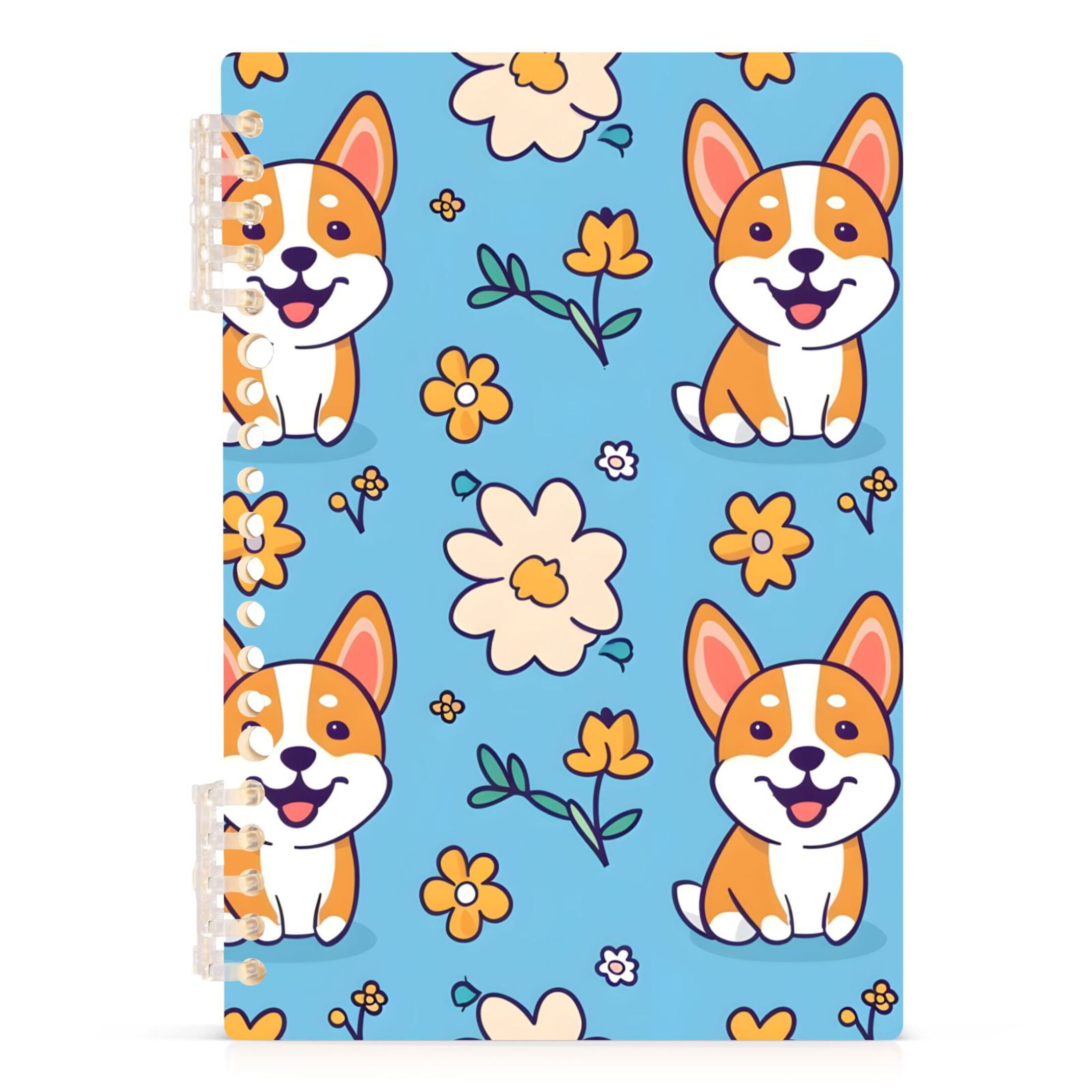 Spiral Notebooks Welsh Corgi Dog and Flower 60 Sheets 120 Pages A5 ...