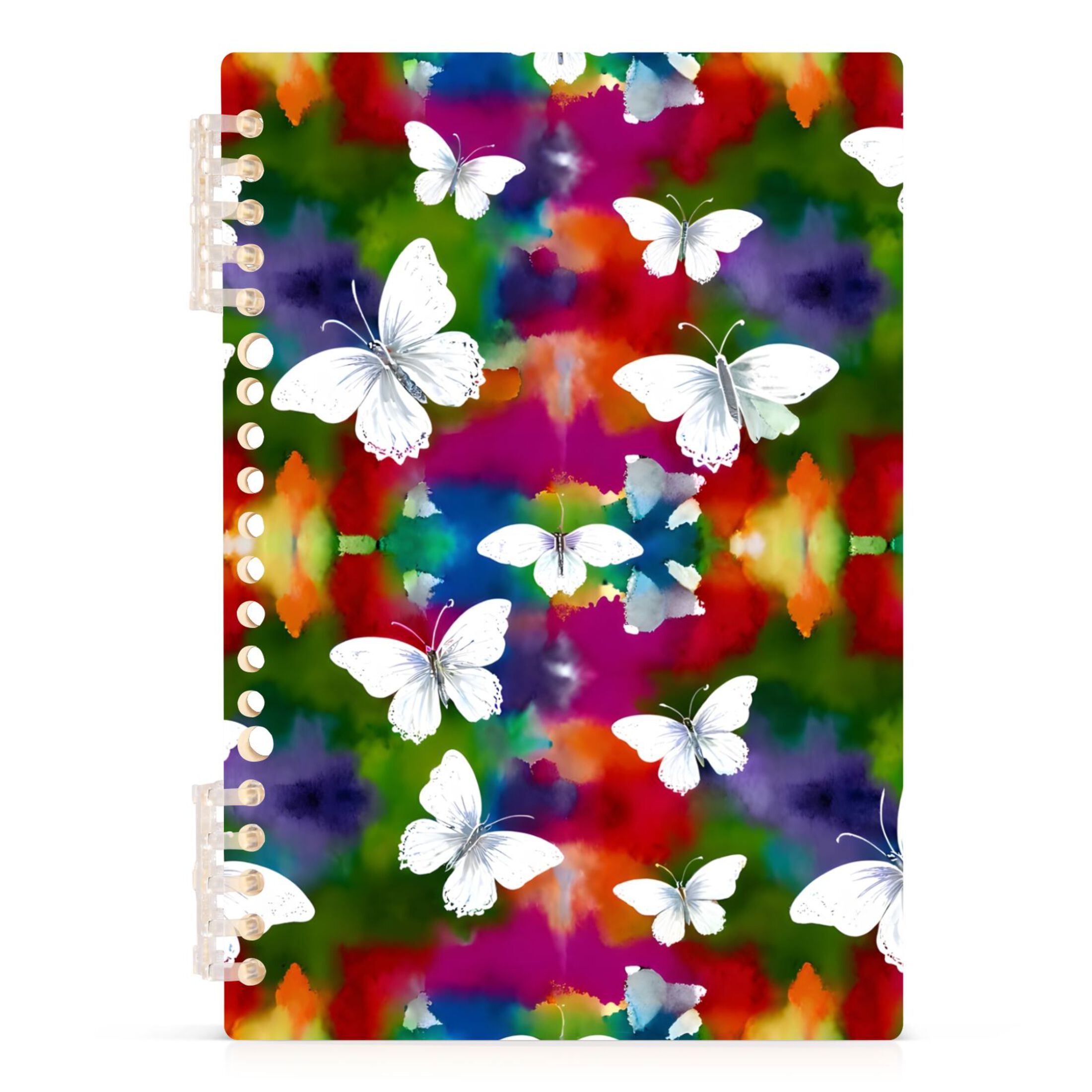 Spiral Notebooks White Elegant Butterflies 60 Sheets 120 Pages A5 ...