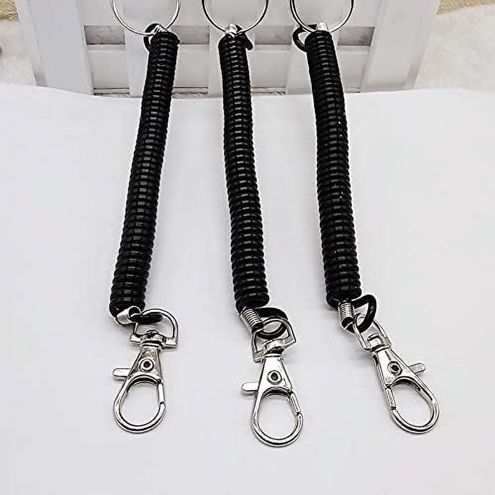 Spiral Retractable Keychain – Wrist Coil Safety Lanyard with Metal ...