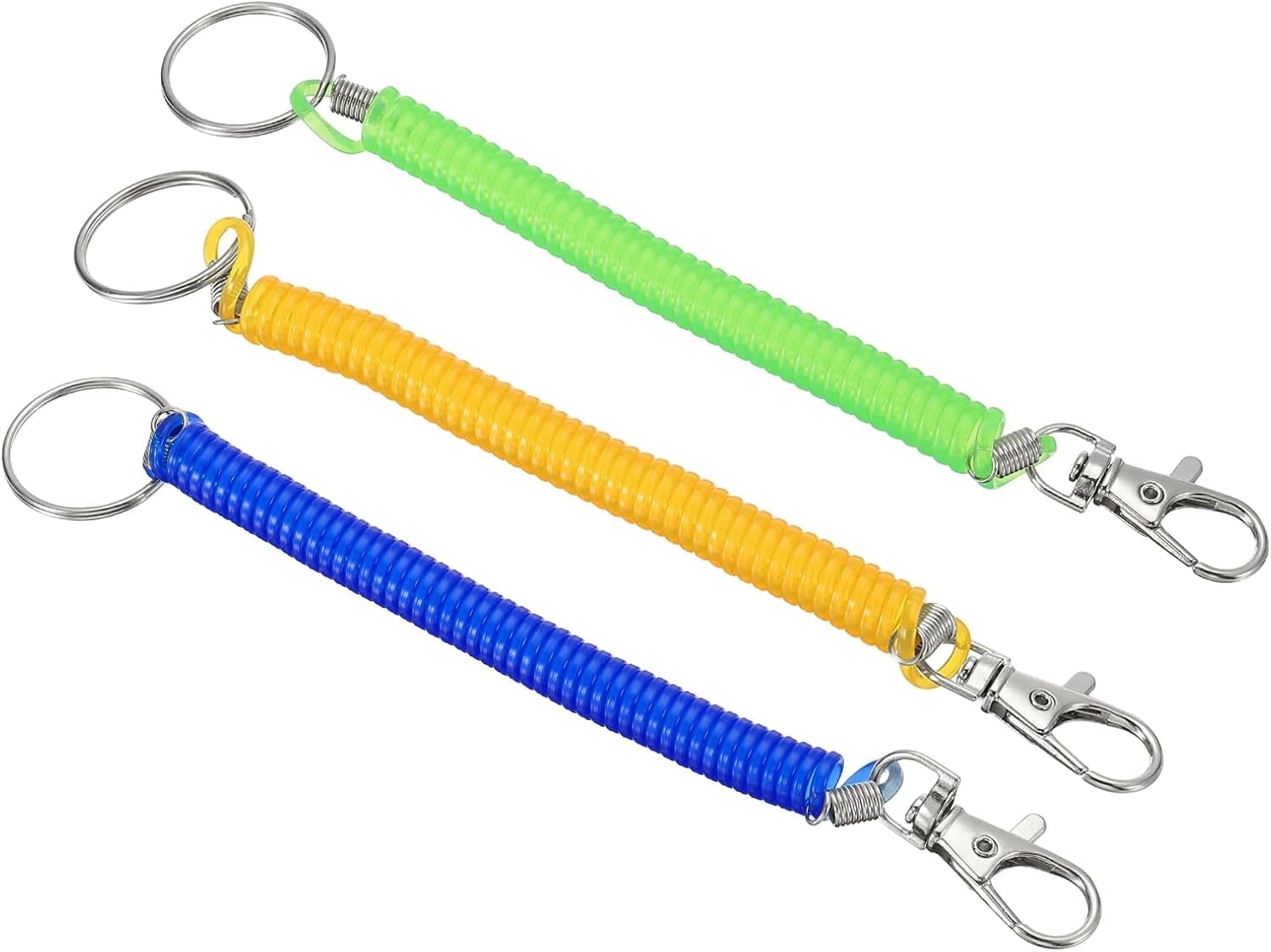 Spiral Retractable Spring Coil Keychain, 3 Pack Stretch Cord Key Ring ...