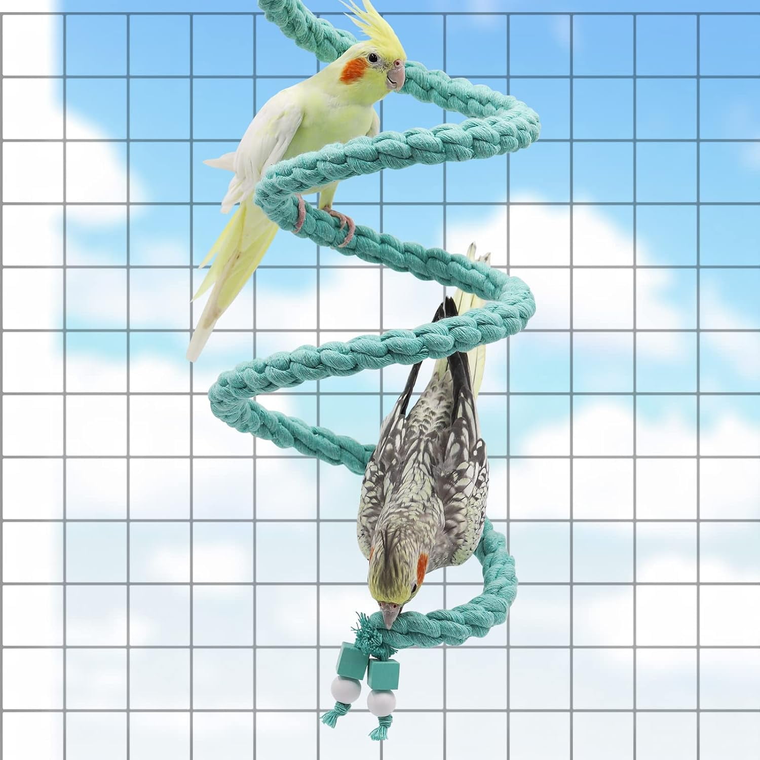Spiral Rope Perch, Bird Cage Stand Pole Accessory, Climbing Toy for ...