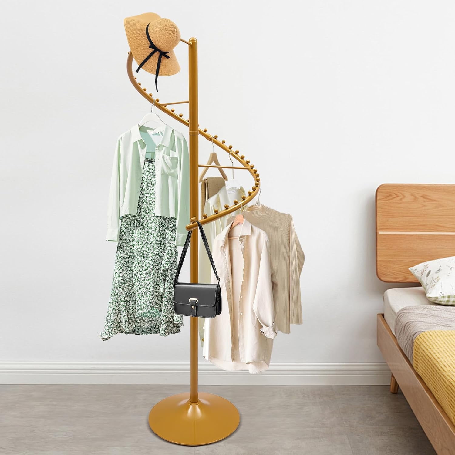 Spiral Rotating Clothing Rack 71" Retail Metal Garment Rack 360° Rotary ...
