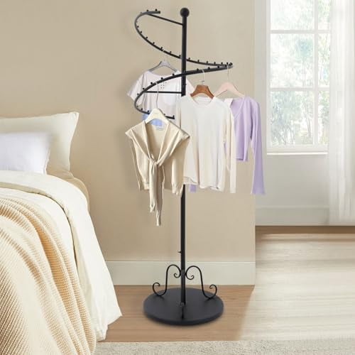 Spiral Rotating Clothing Rack, Freestanding Heavy Duty Garment Rack ...