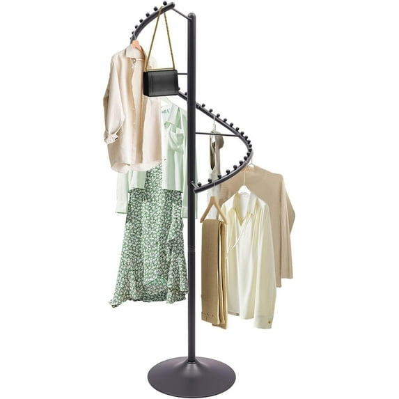 Spiral Rotating Iron Clothing Rack - Portable Garment Stand with Large ...