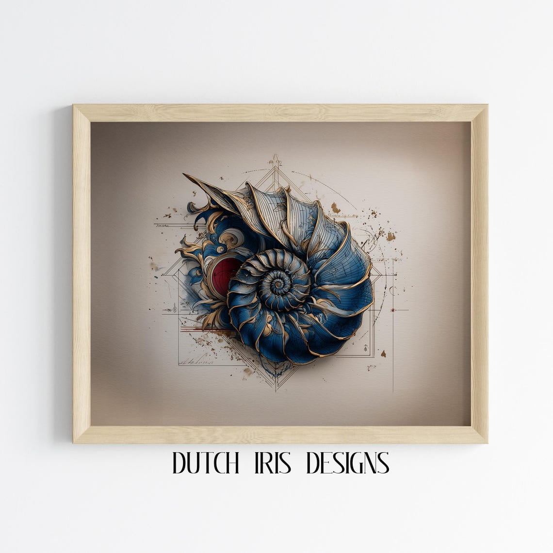 Spiral Seashell Art Print, Abstract Nautical Wall Art, Surreal Oceanic ...