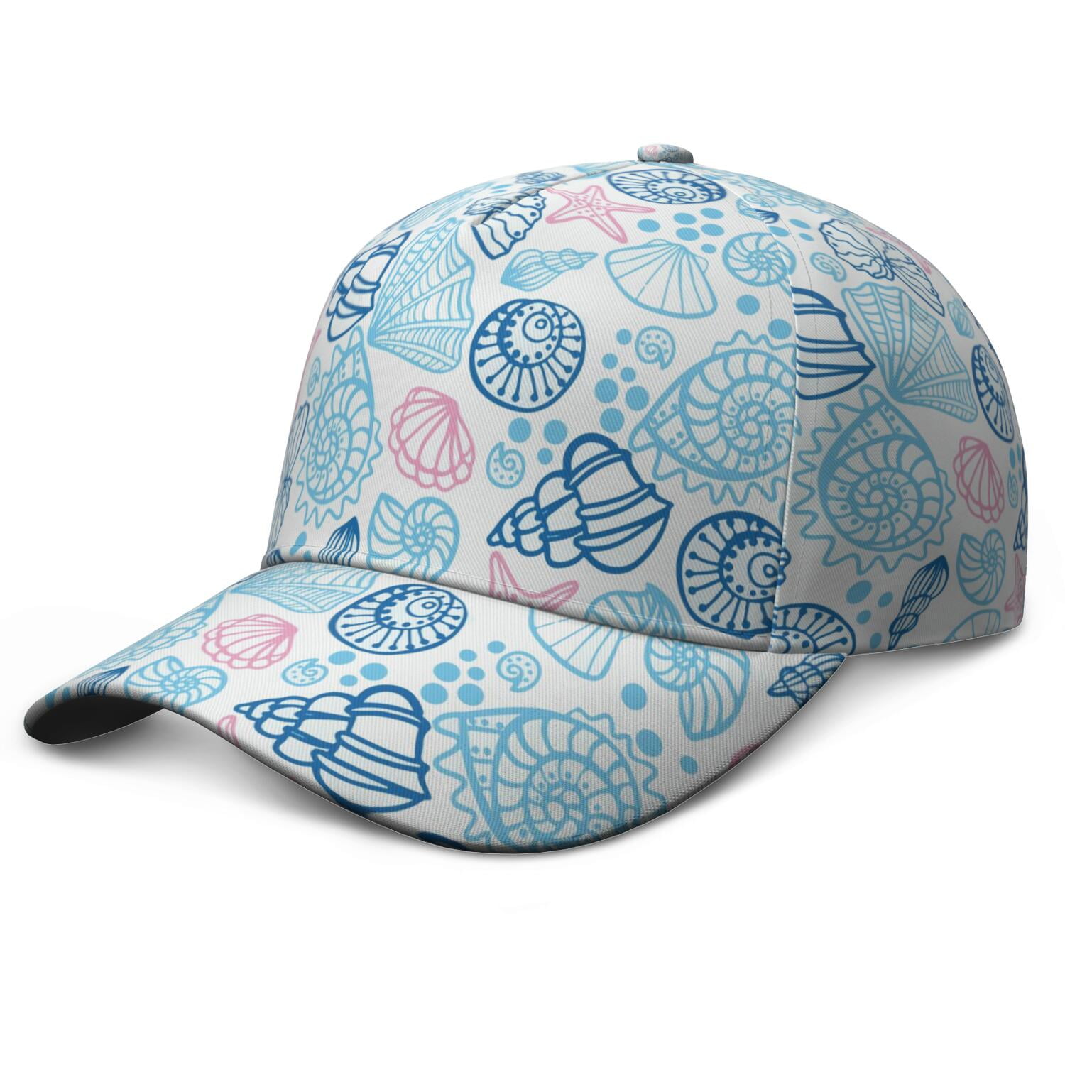Spiral Seashell Baseball Cap – Nautical Marine Life Coral Fish Starfish ...