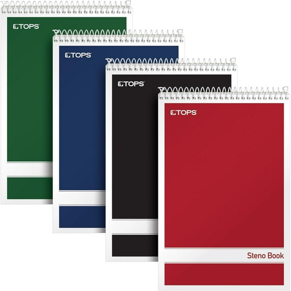 Spiral Steno Books, 6" x 9", Gregg Rule White Paper, Assorted Covers ...