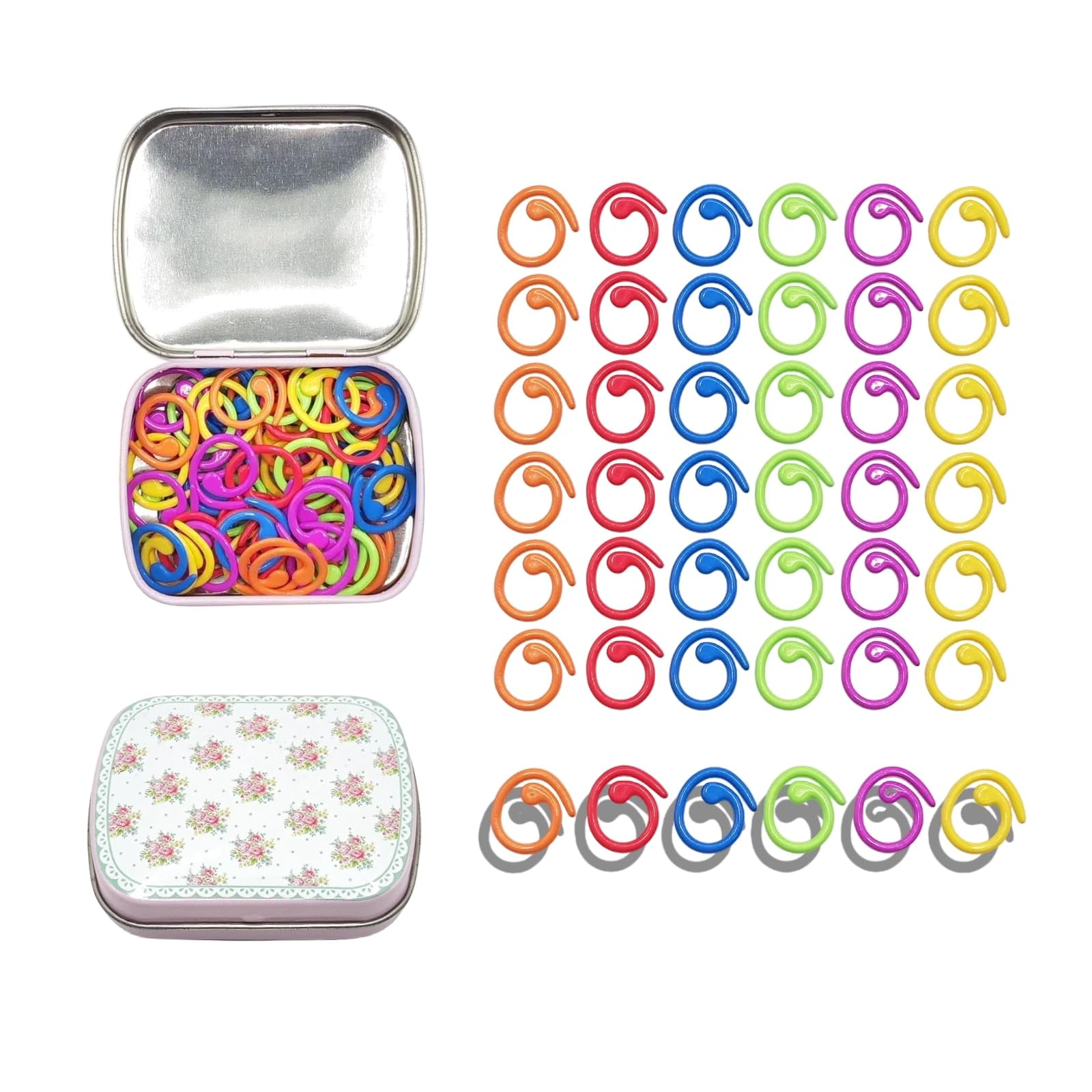 Spiral Stitch Markers for Crocheting,Split Ring Stitch Markers with Box Metal Stitch Markers for ...