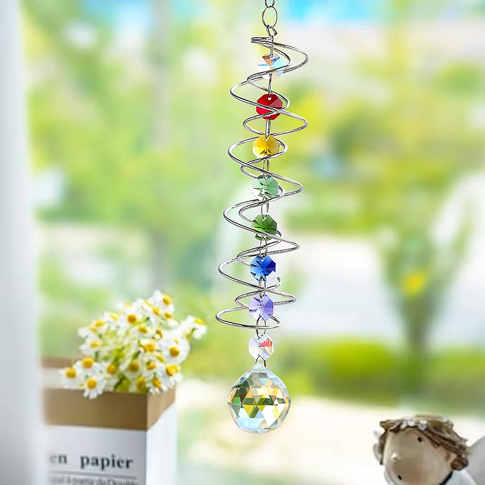 Spiral Tail Wind Spinner Suncatcher Crystal Ball Stabilizer Chakra Bead ...