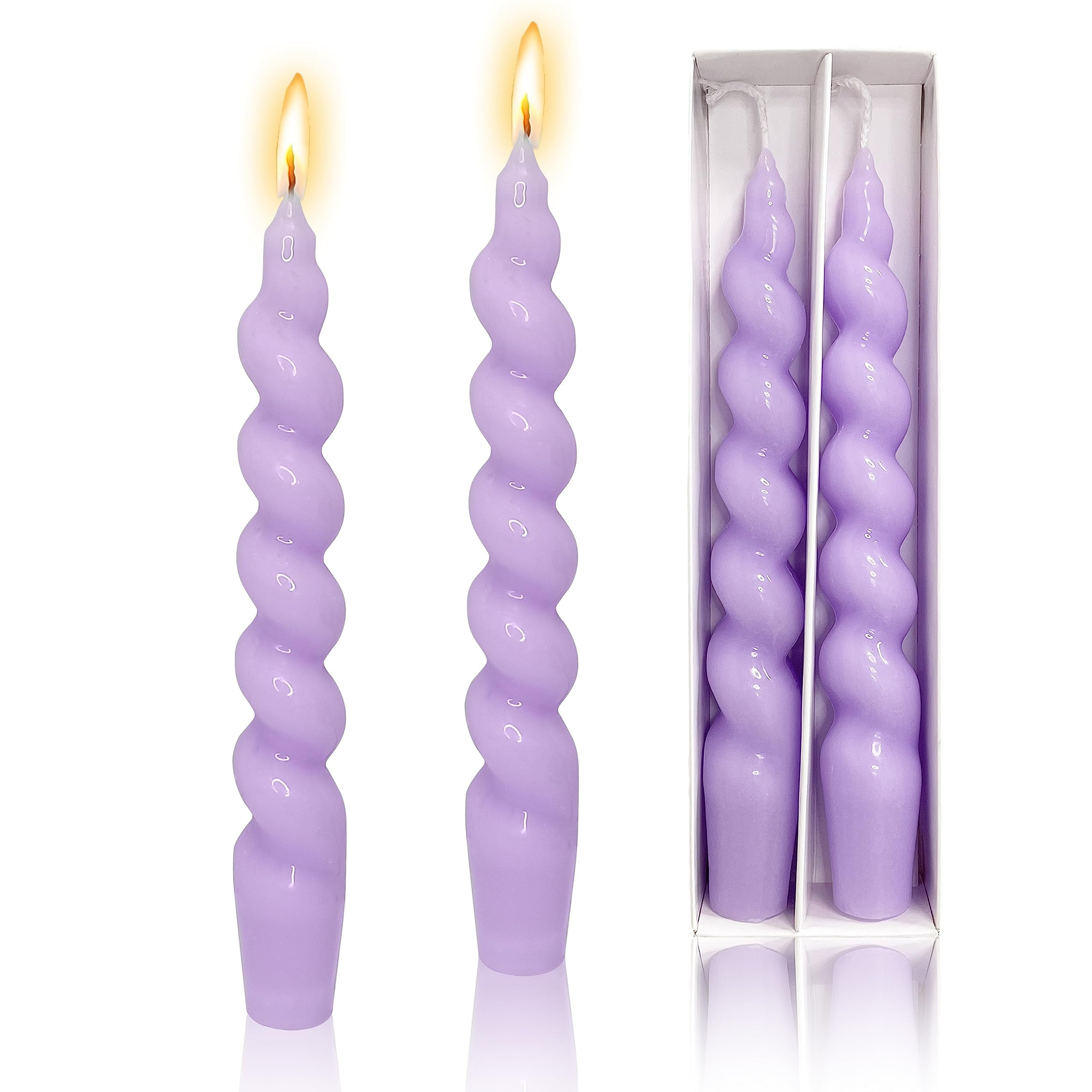 Spiral Taper Candle White Candlesticks, 7.5 Inch Short Tapered Candles ...