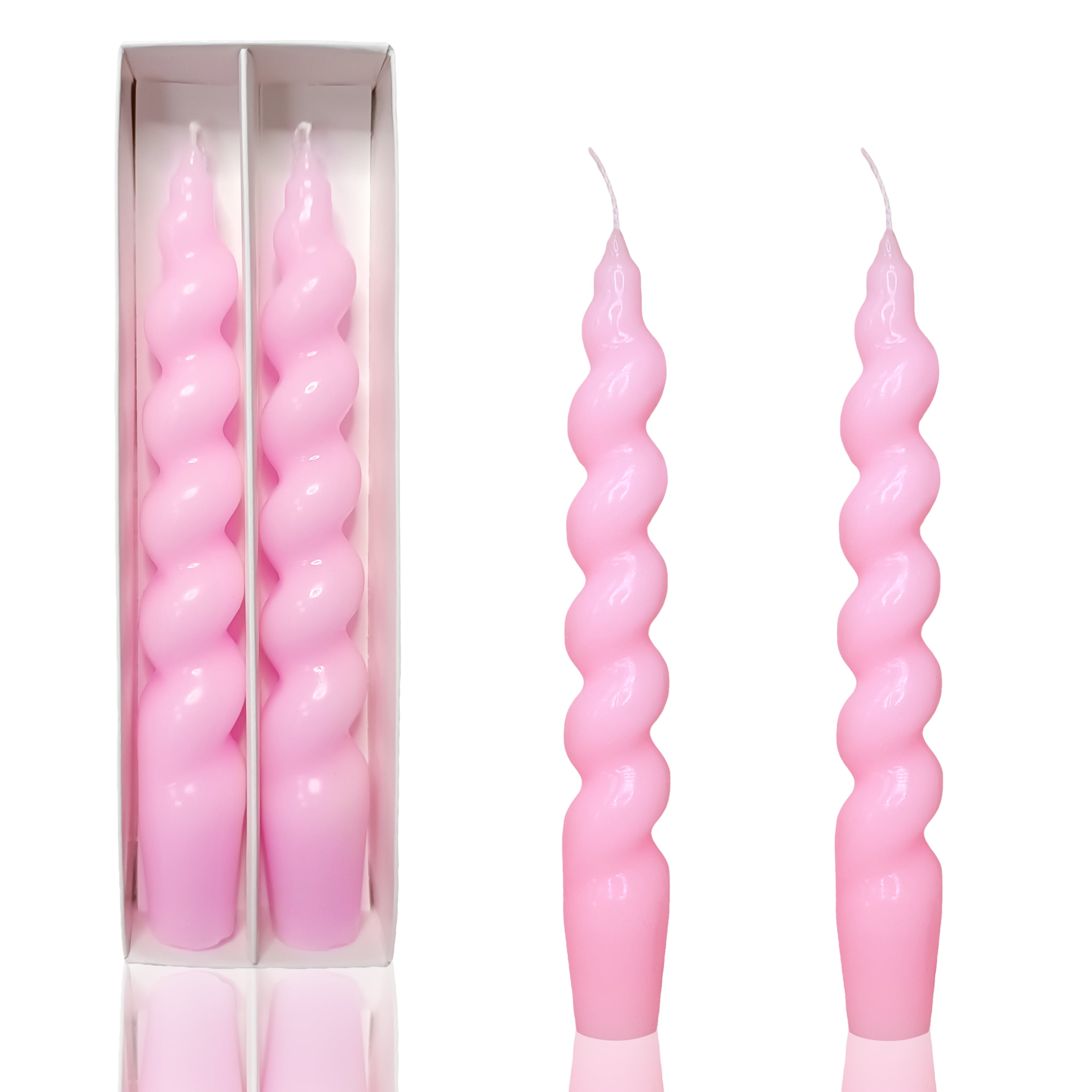 Spiral Taper Candle White Candlesticks, 7.5 Inch Short Tapered Candles ...
