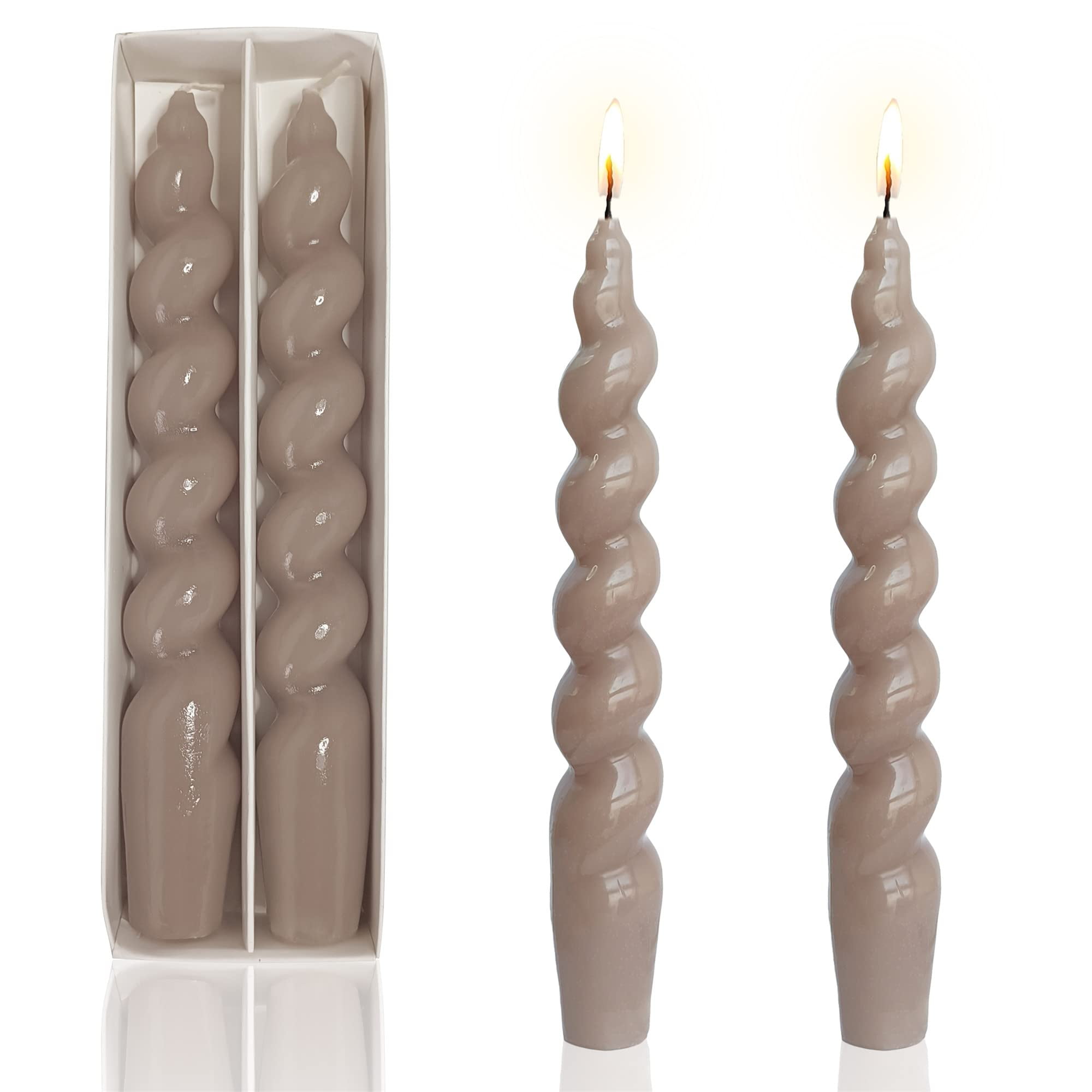 Spiral Taper Candle White Candlesticks, 7.5 Inch Short Tapered Candles ...