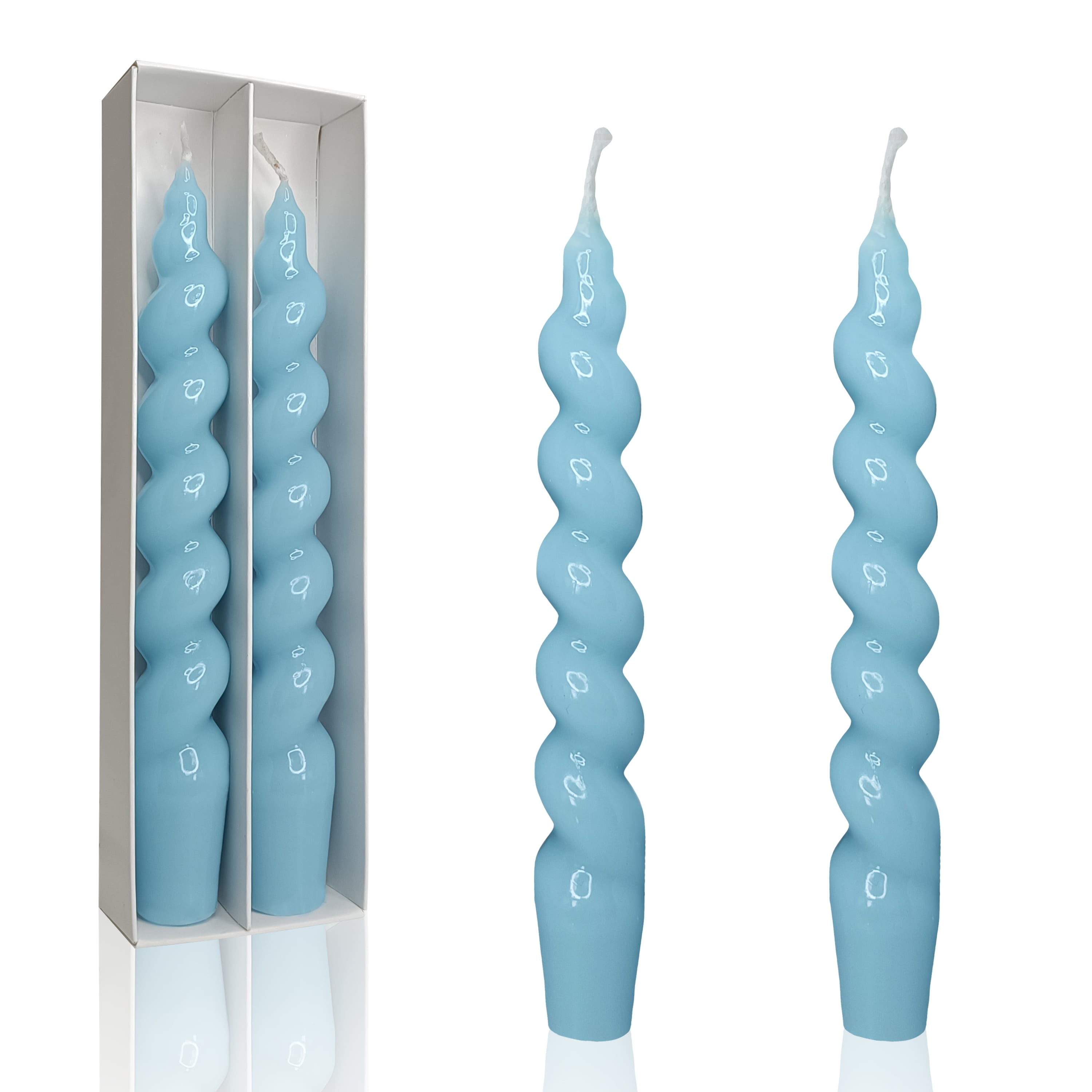 Spiral Taper Candle White Candlesticks, 7.5 Inch Short Tapered Candles ...