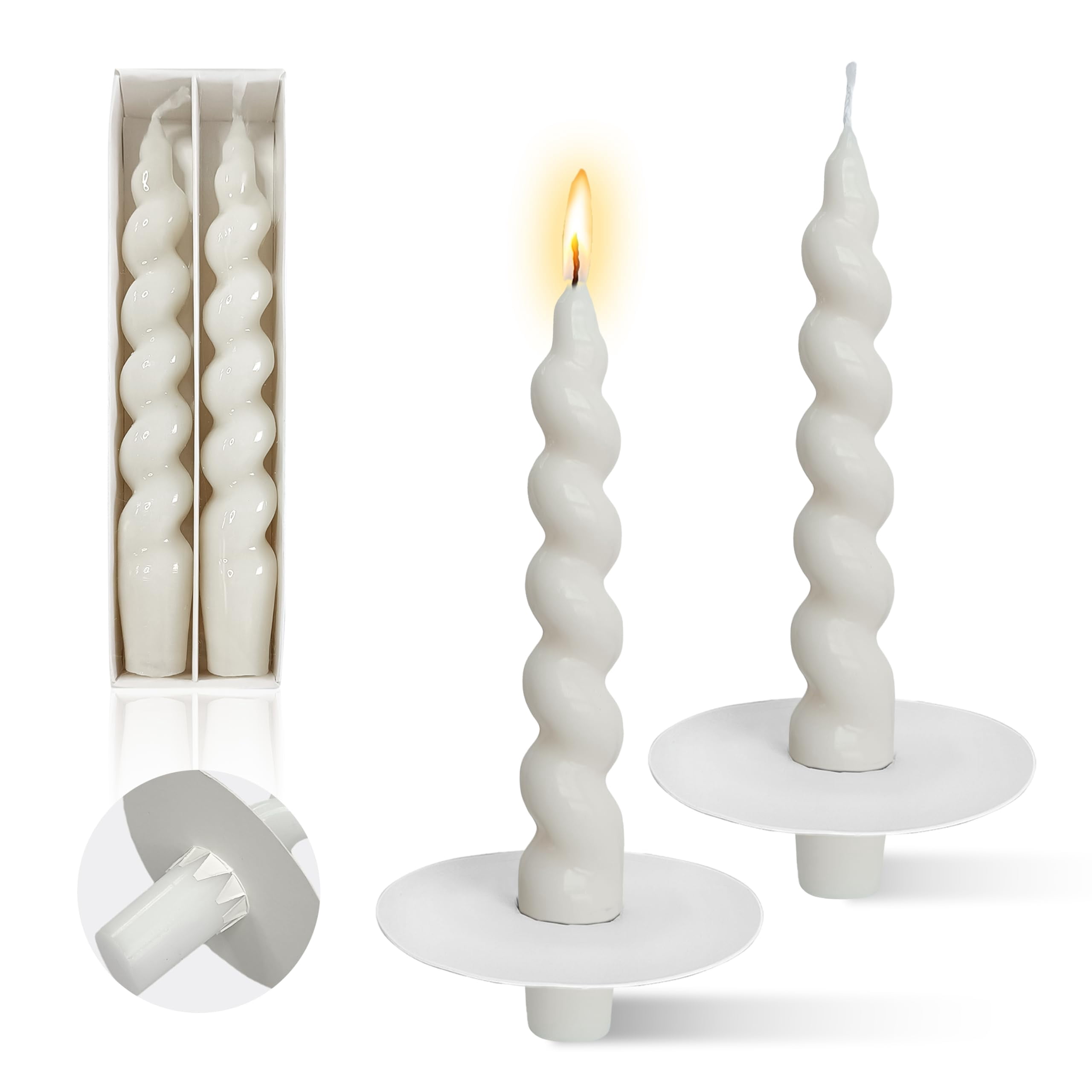 Spiral Taper Candles 7inches Candle Sticks White Twisted Tapered Candle ...