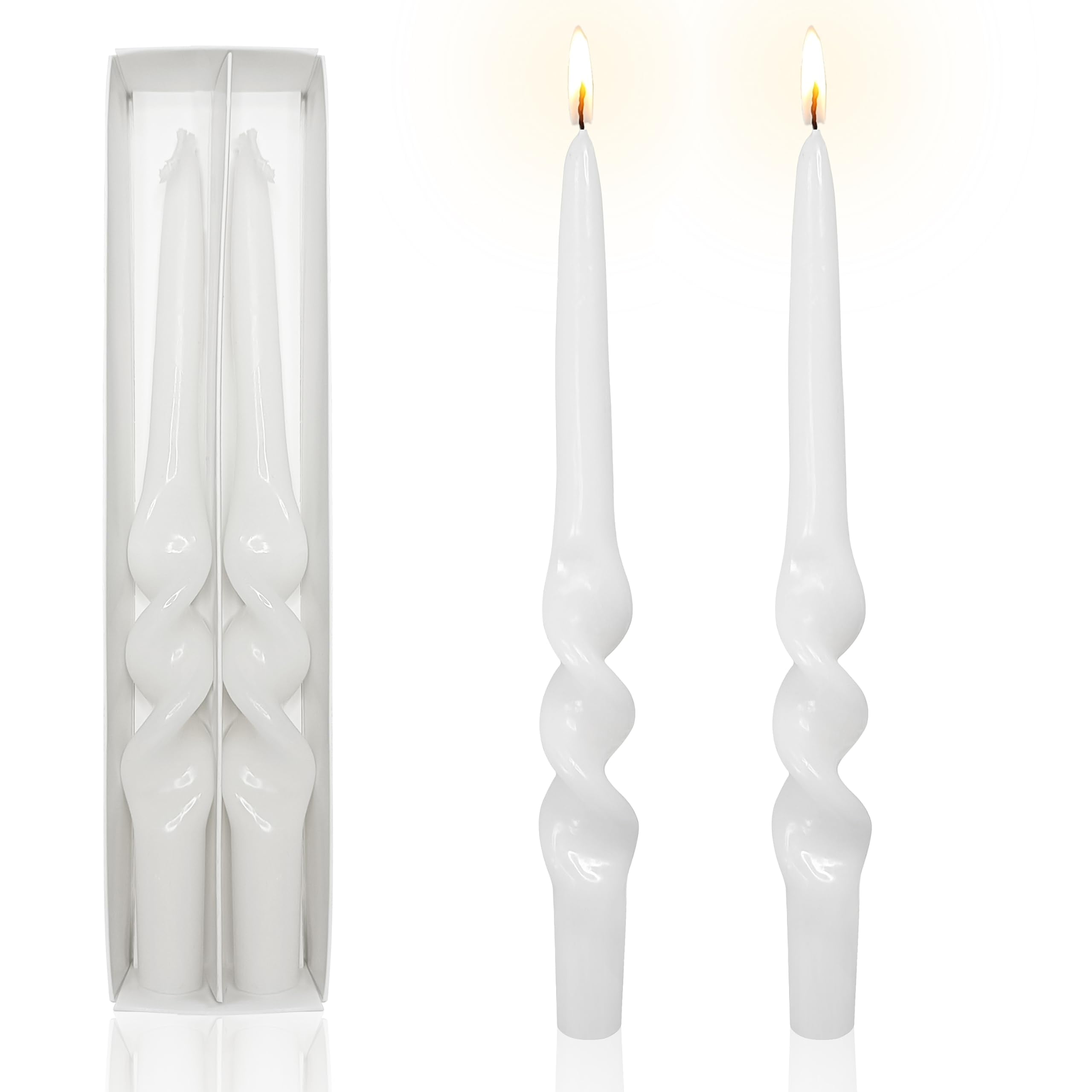 Spiral Taper Candles 9inches Long Candlesticks Twisted White Tapered ...