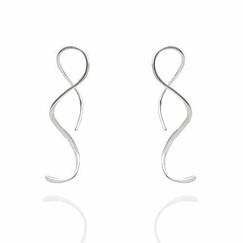 Spiral Threader Earrings 925 Sterling Silver Handmade Twisted Curved ...
