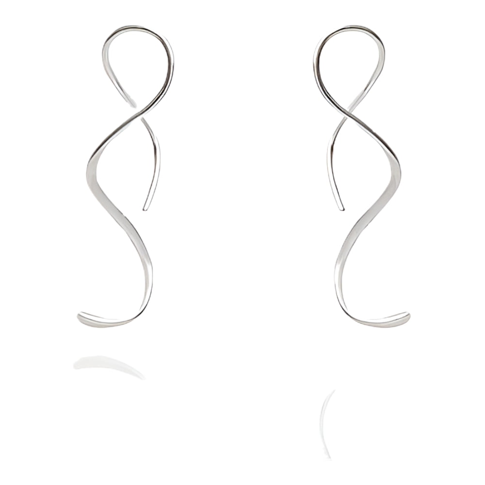 Spiral Threader Earrings 925 Sterling Silver Handmade Twisted Curved ...