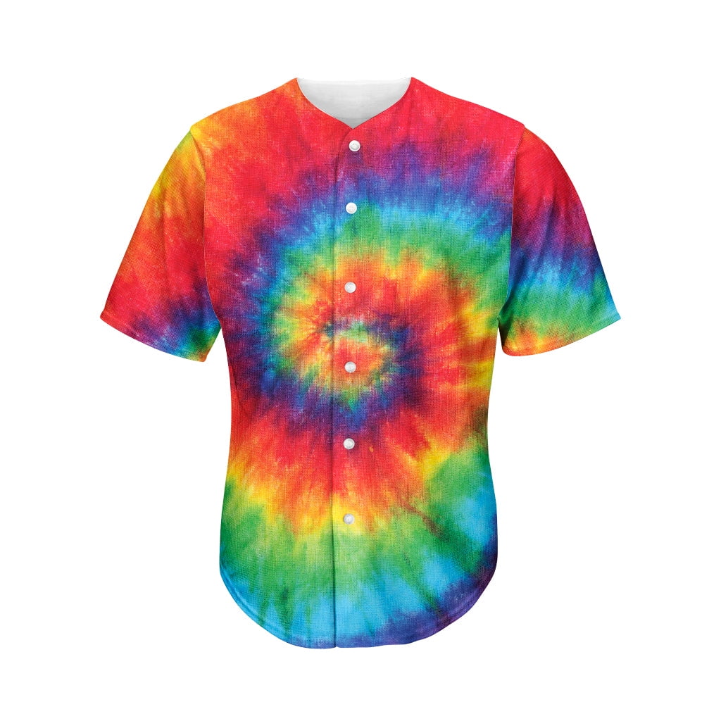 Spiral Tie Dye Print Active Baseball Jersey for Men and Women, Hippie ...