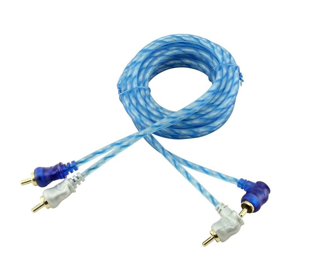 Spiral Twisted Platinum & Blue RCA Interconnect Audio Cables 3 ft ...